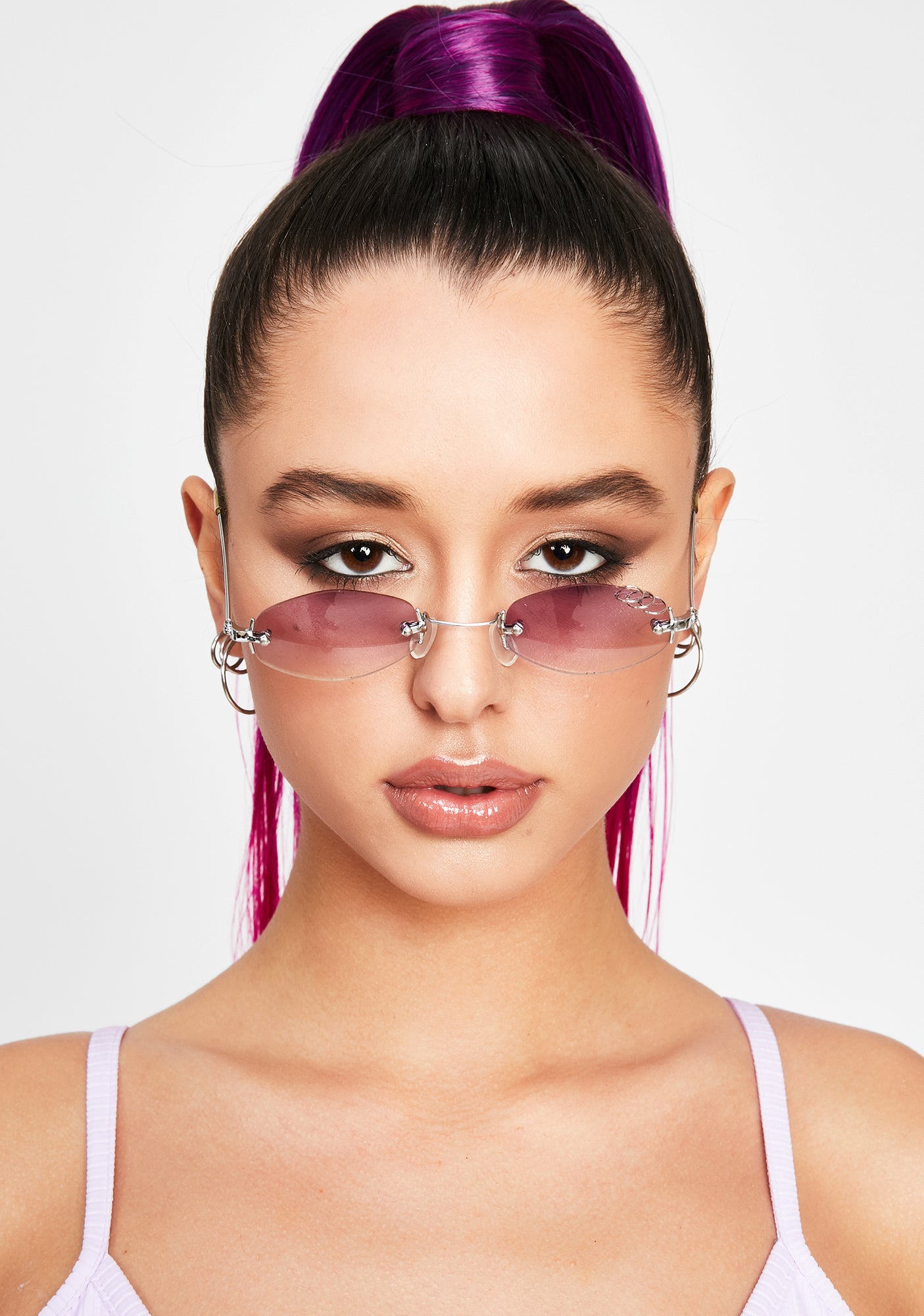 Pierced Gradient Oval Sunglasses – Dolls Kill