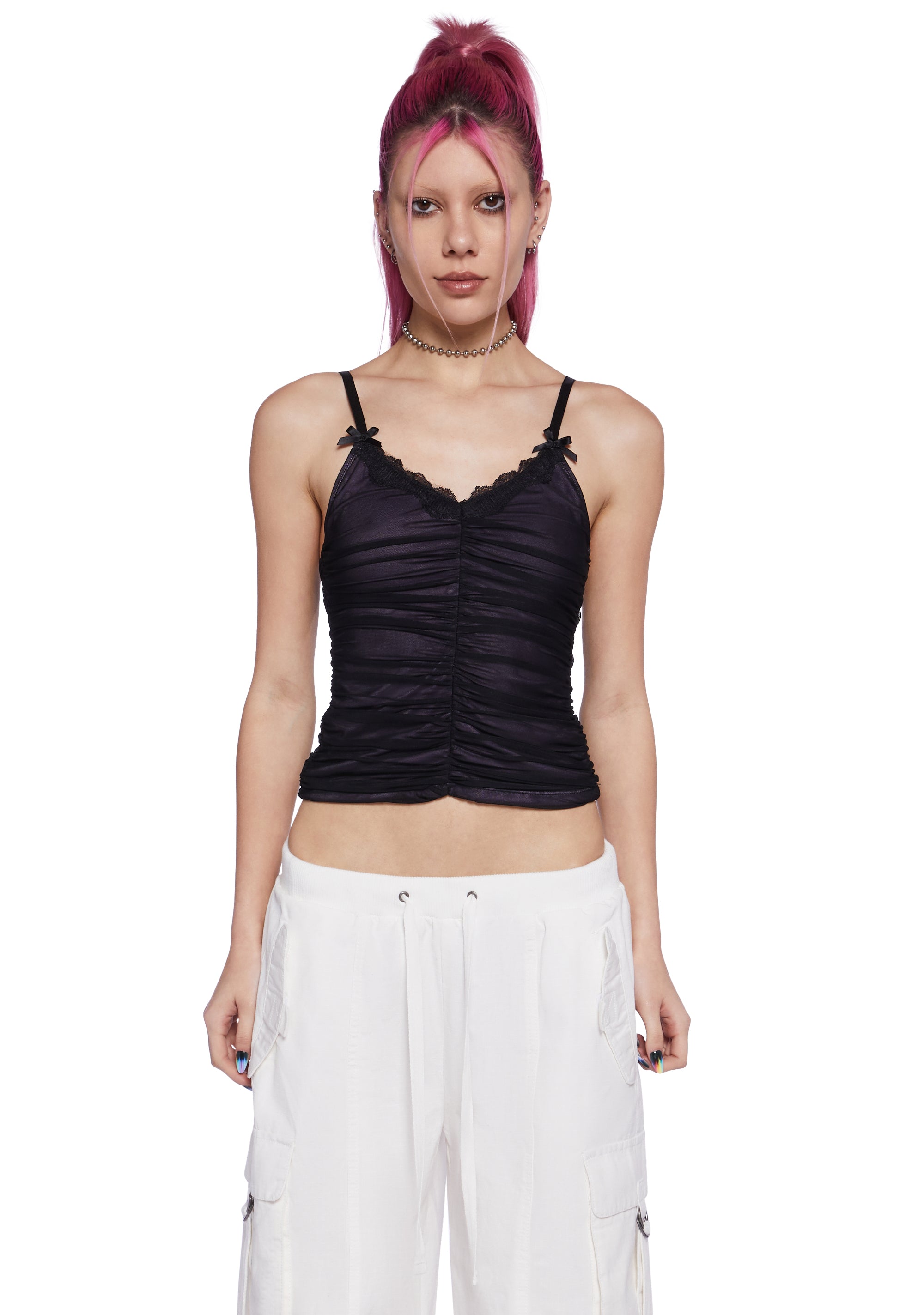 Delias Ruched Cami Crop Top Purple Dolls Kill