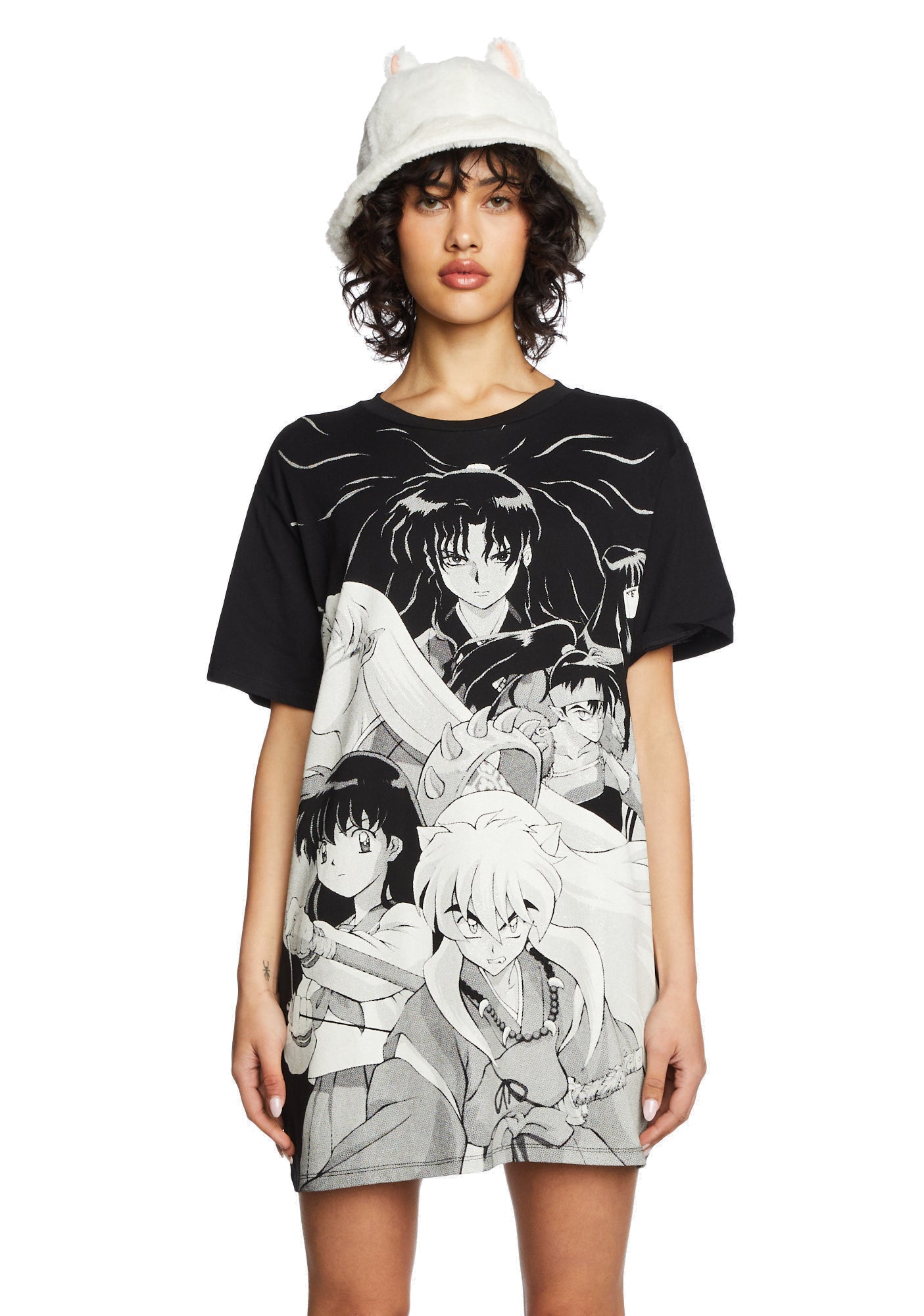 Dolls Kill x InuYasha Oversized Graphic Tee - Black