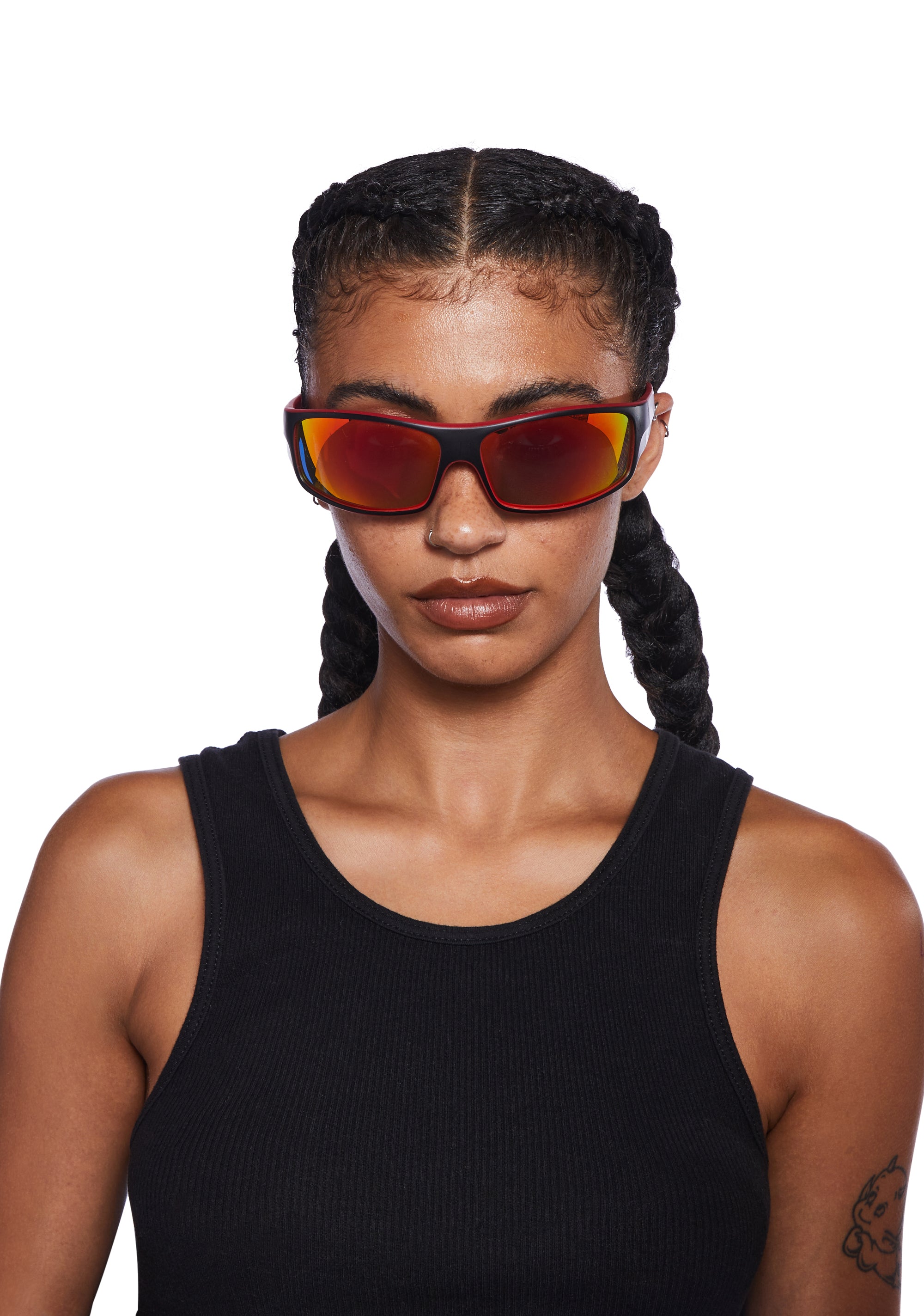 Good Times Eyewear Square Shield Tinted Sunglasses - Red – Dolls Kill