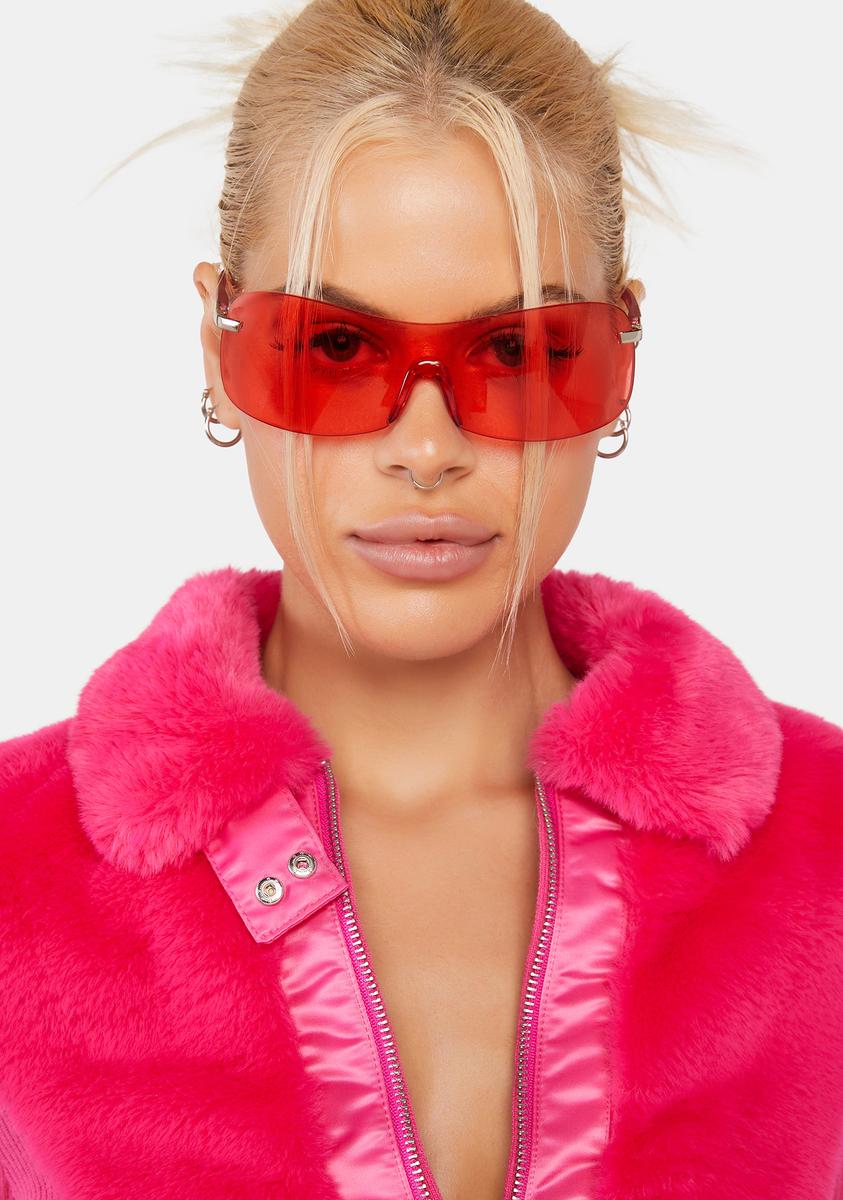 Good Times Eyewear Tinted Shield Sunglasses - Red – Dolls Kill