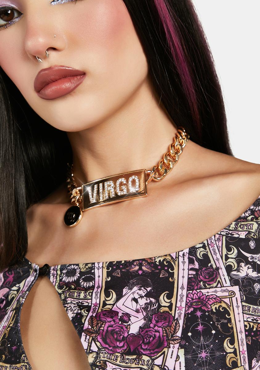 Virgo Rhinestone Charm Chain Choker - Gold – Dolls Kill