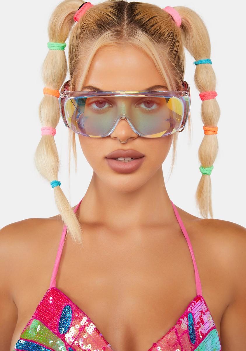 Good Times Eyewear Iridescent Shield Sunglasses - Multi – Dolls Kill