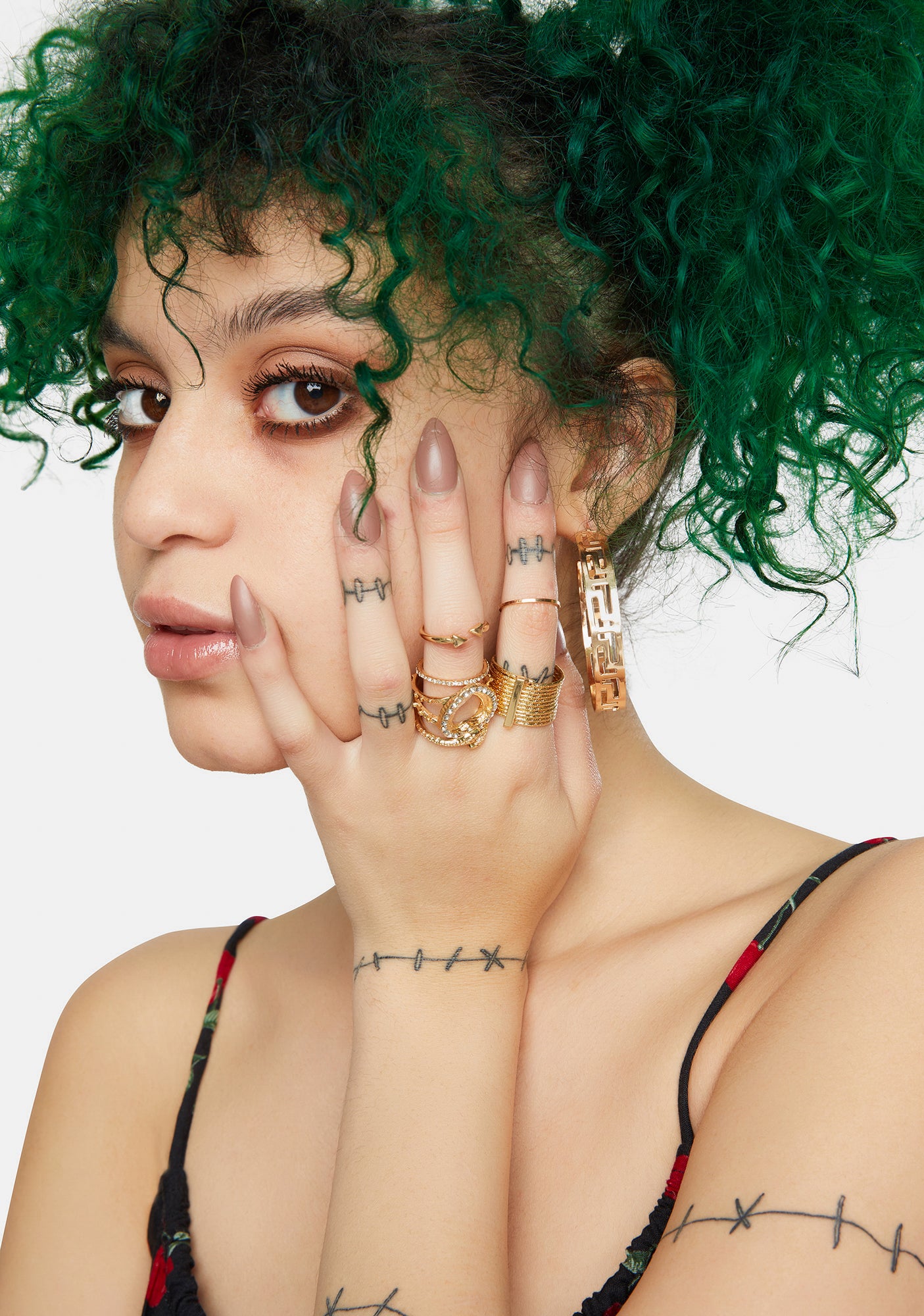 Gold Sacred Serpent Snake & Gem Heart Ring Set – Dolls Kill