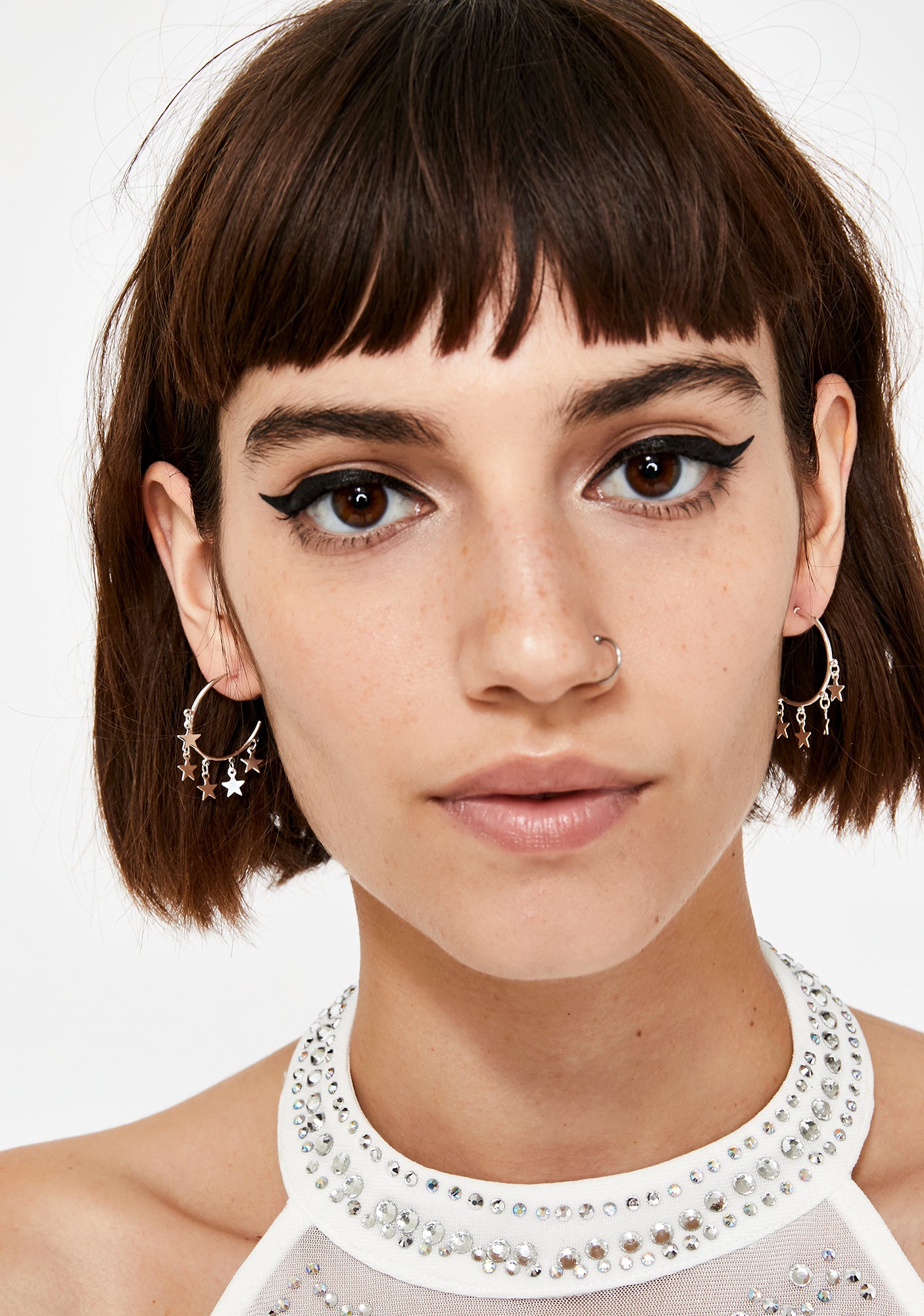 Star Dangle Hoop Earrings – Dolls Kill