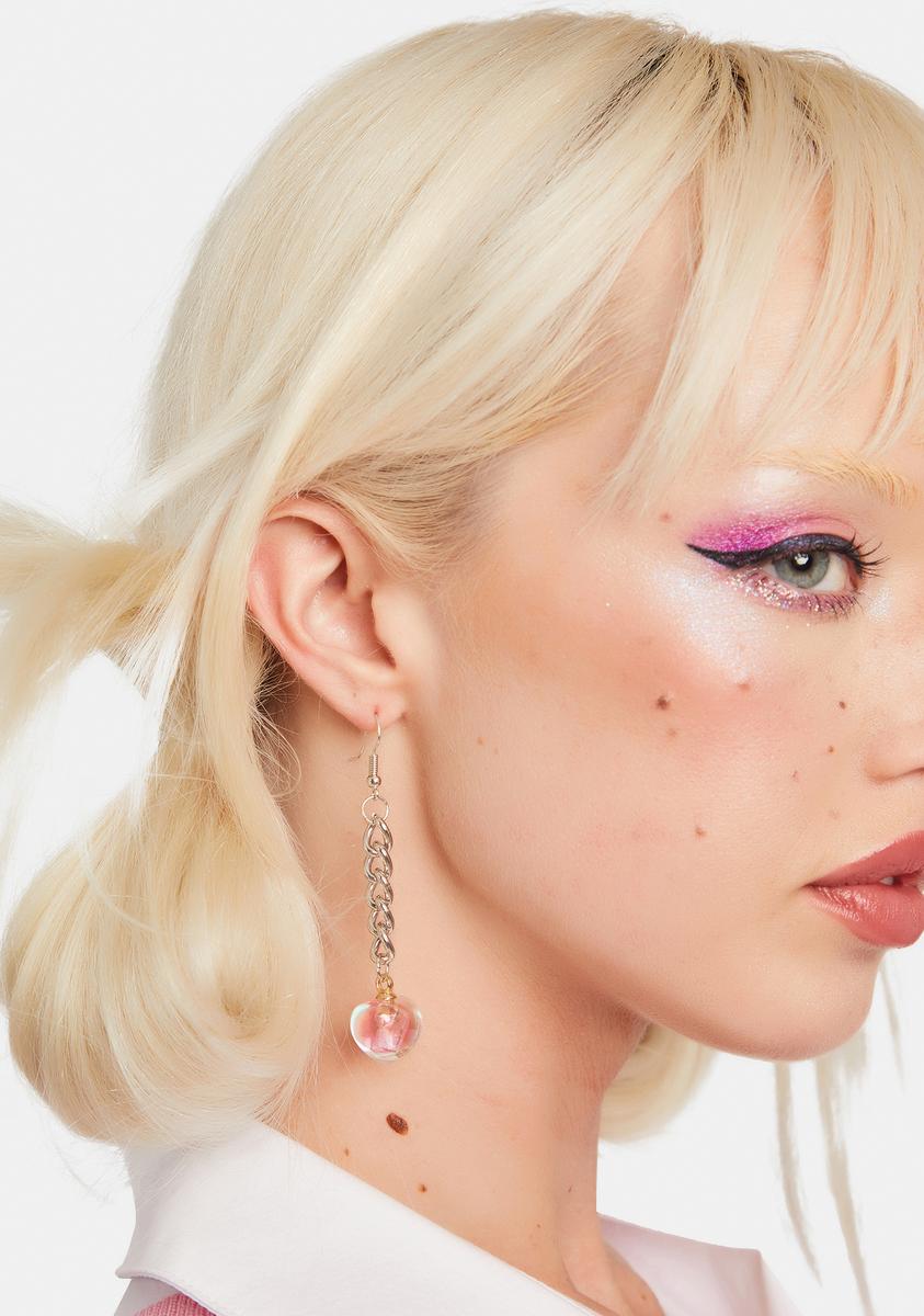 Heart Charm Chain Drop Earrings – Dolls Kill