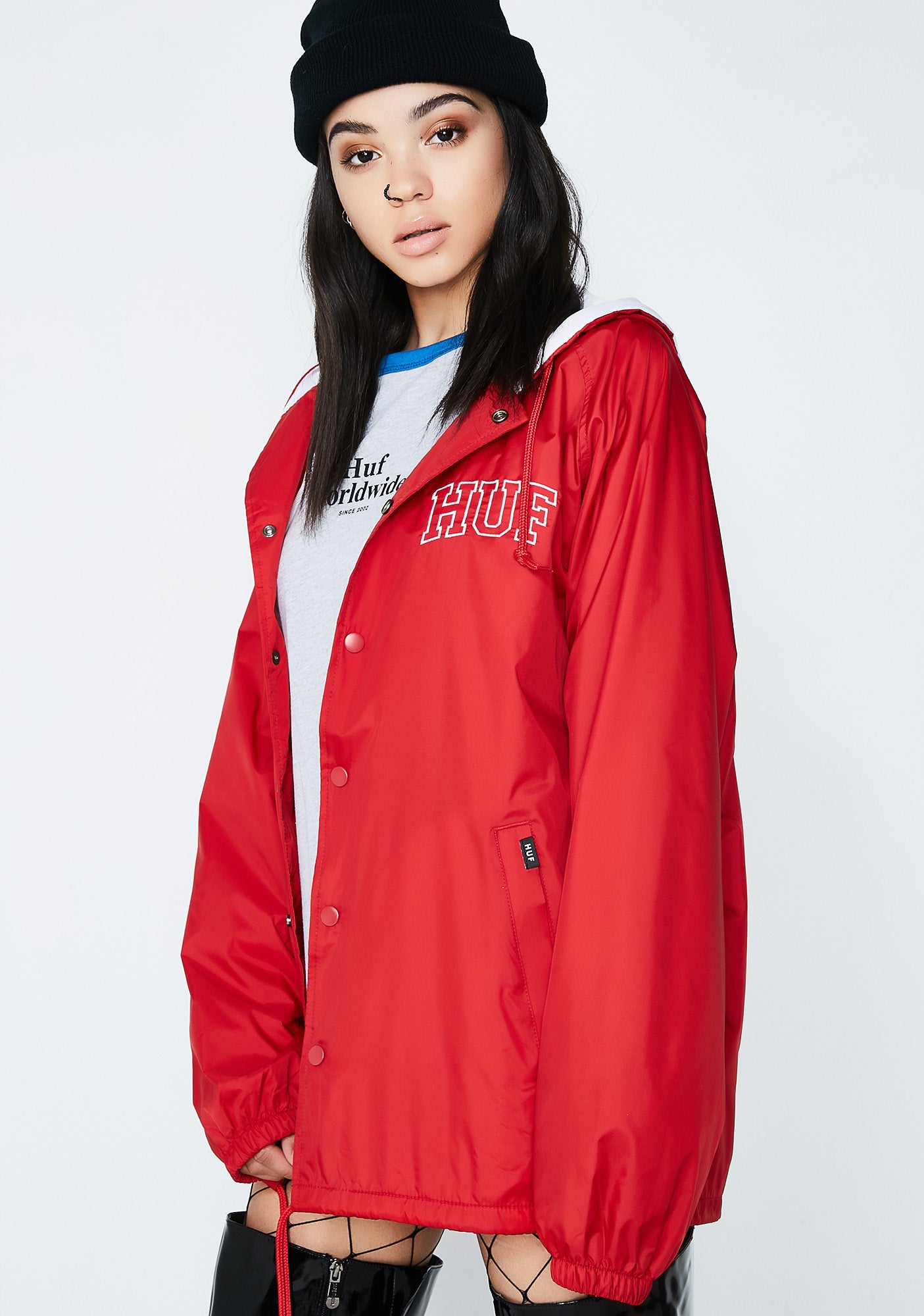 Arch Block Hooded Coach Jacket – Dolls Kill