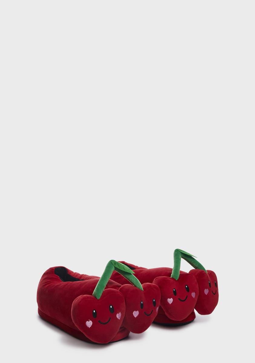 Heart Shaped Cherry Slippers - Red – Dolls Kill