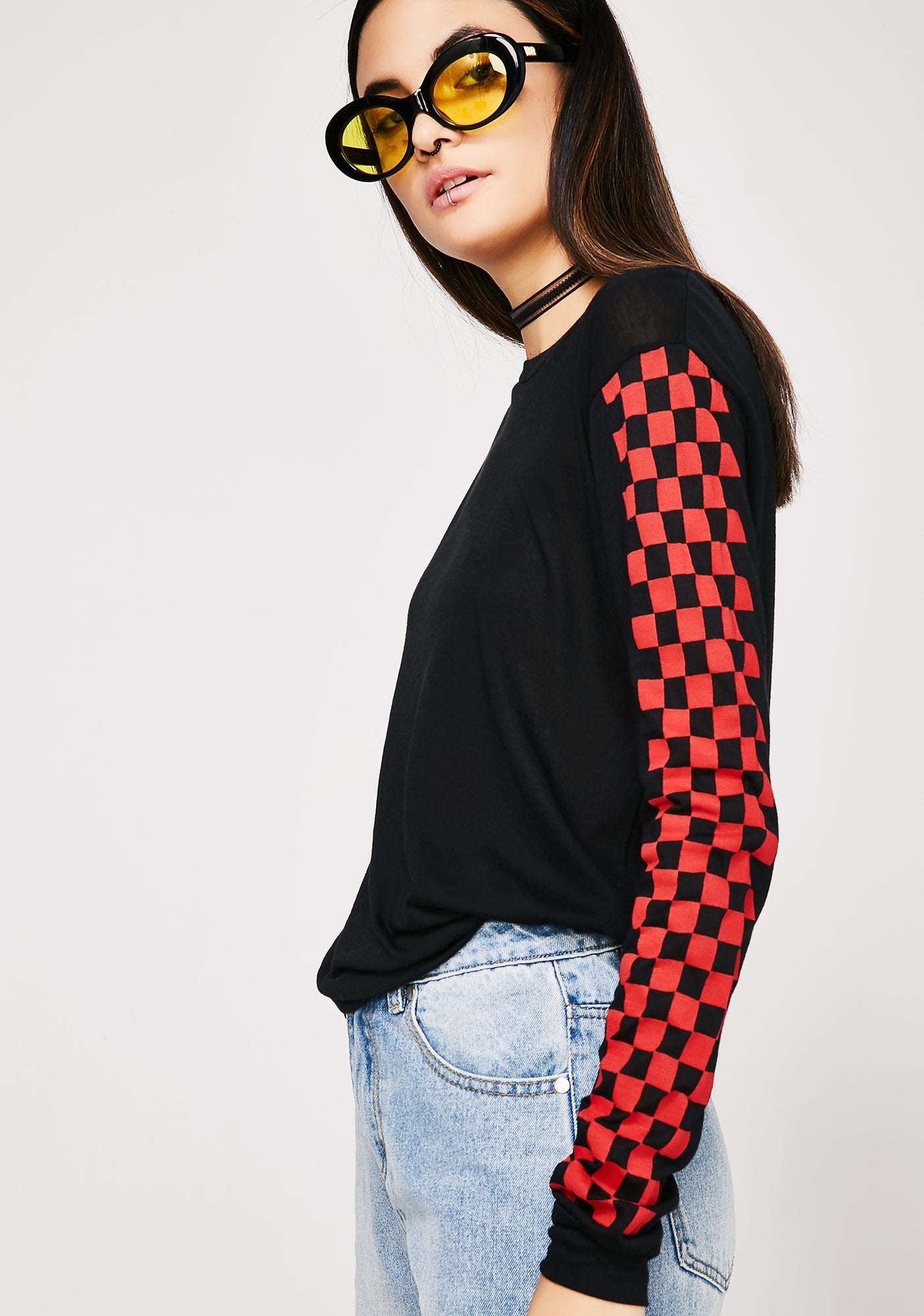 Checkered Long Sleeve Tee – Dolls Kill