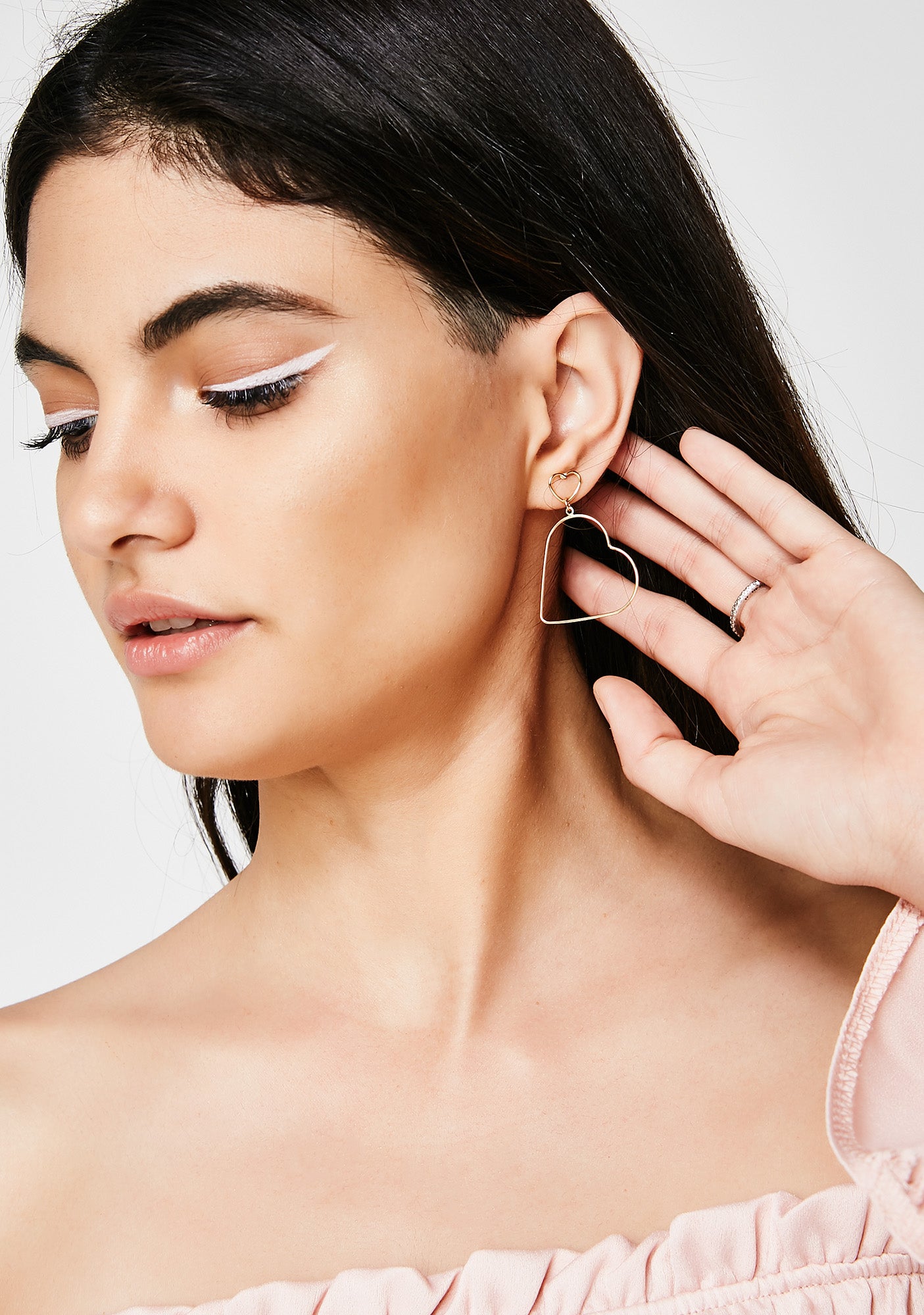 Double Heart Hoop Earrings – Dolls Kill