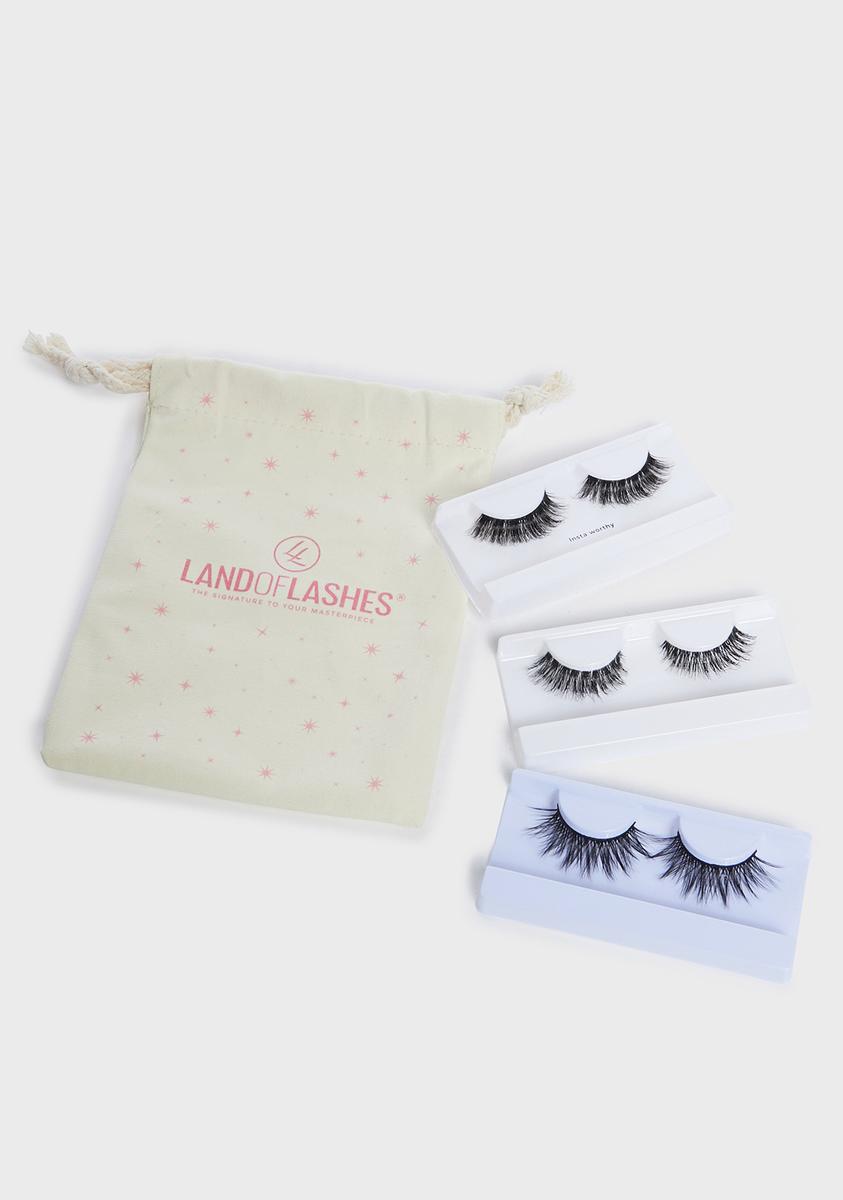 Land of Lashes Ltd. Fake Lashes 3 Pack Set - Off White – Dolls Kill