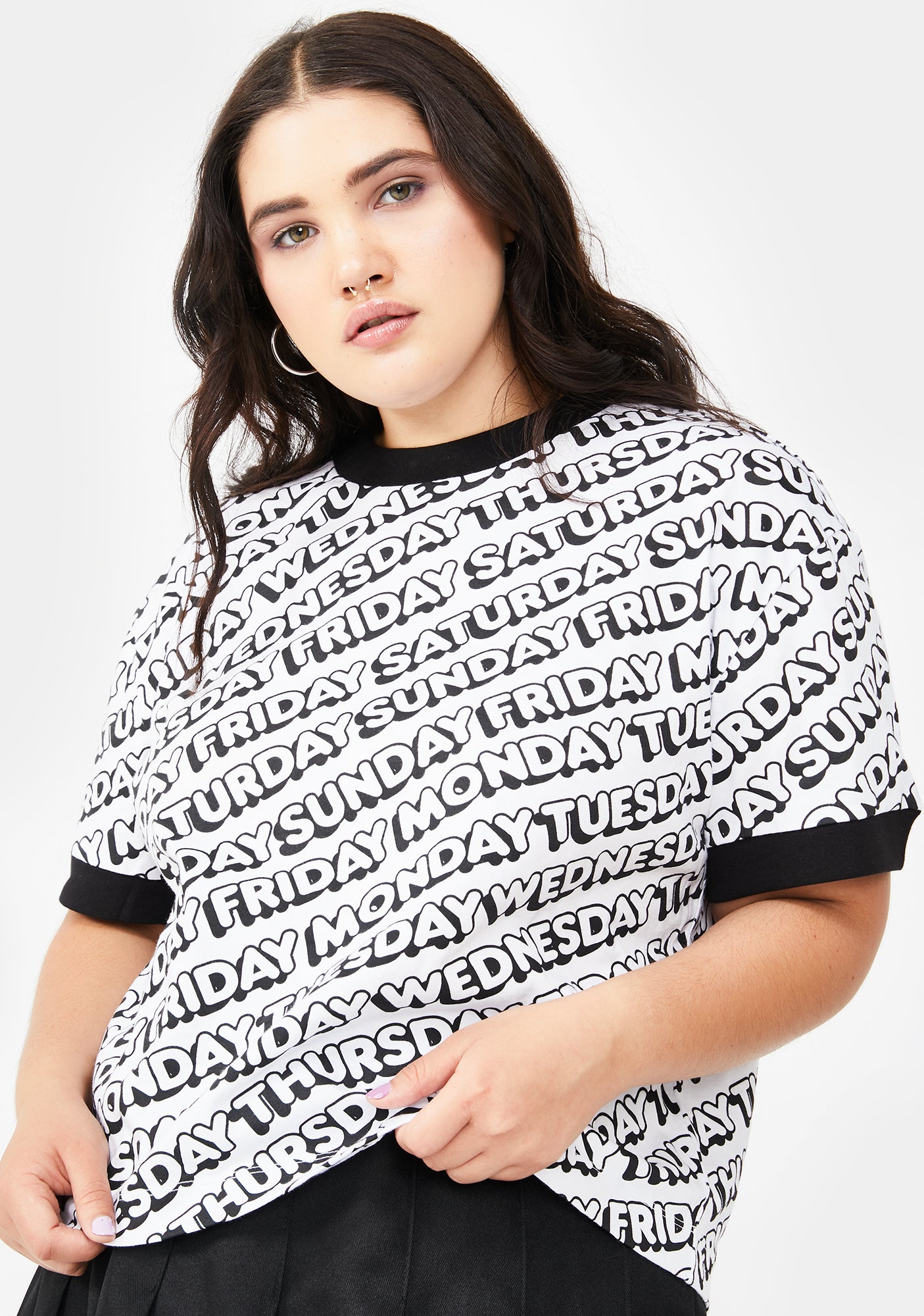 Plus Size Lazy Oaf Day After Day Ringer Tee – Dolls Kill