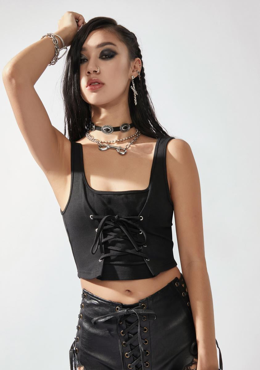 Lace Up Corset Crop Top Black Dolls Kill