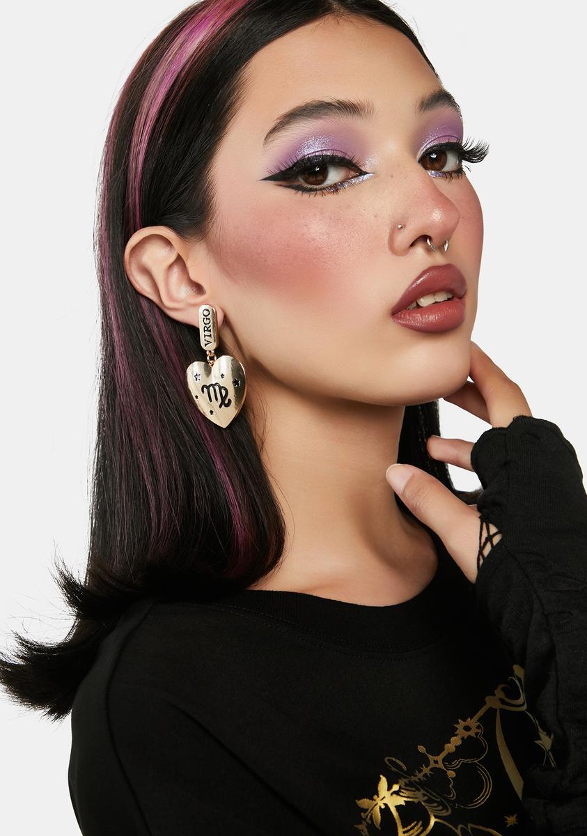 Virgo Heart Drop Earrings - Gold – Dolls Kill