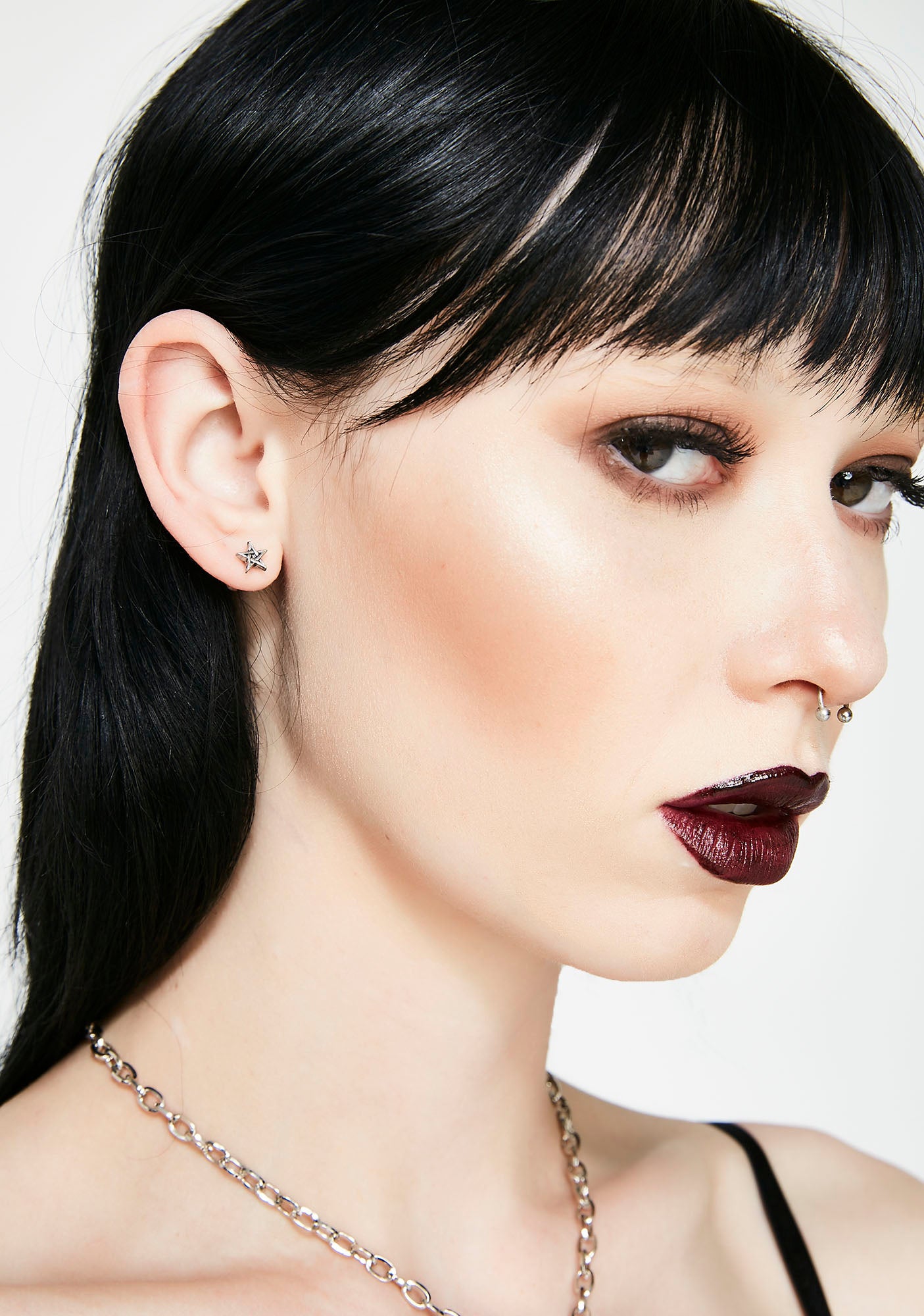 Pentagram Star Silver Stud Earrings – Dolls Kill