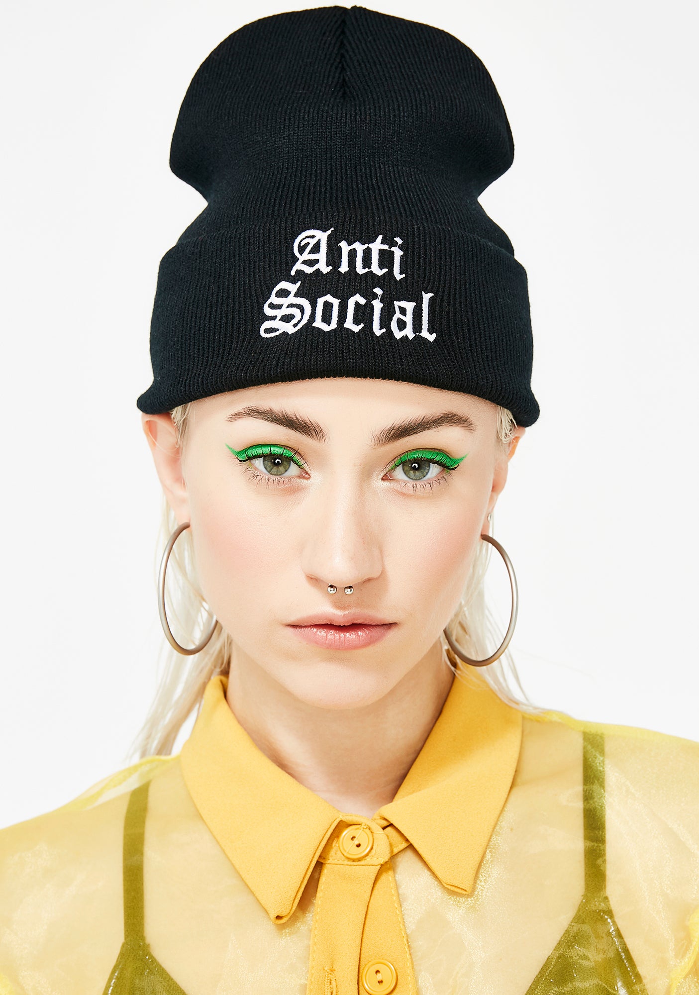 Black AntiSocial Ribbed Beanie – Dolls Kill