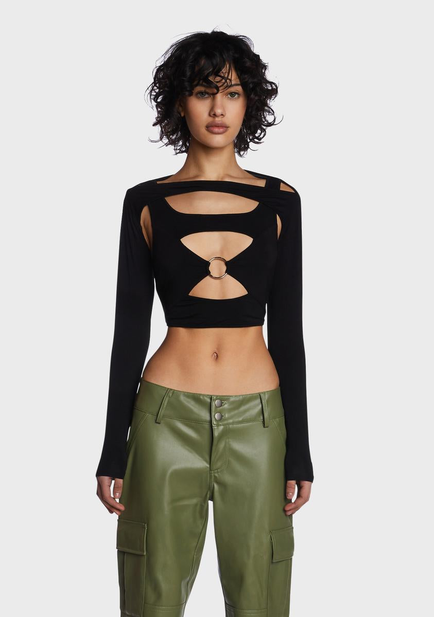 THE KRIPT Cut Out O Ring Crop Top Shrug Set - Black – Dolls Kill