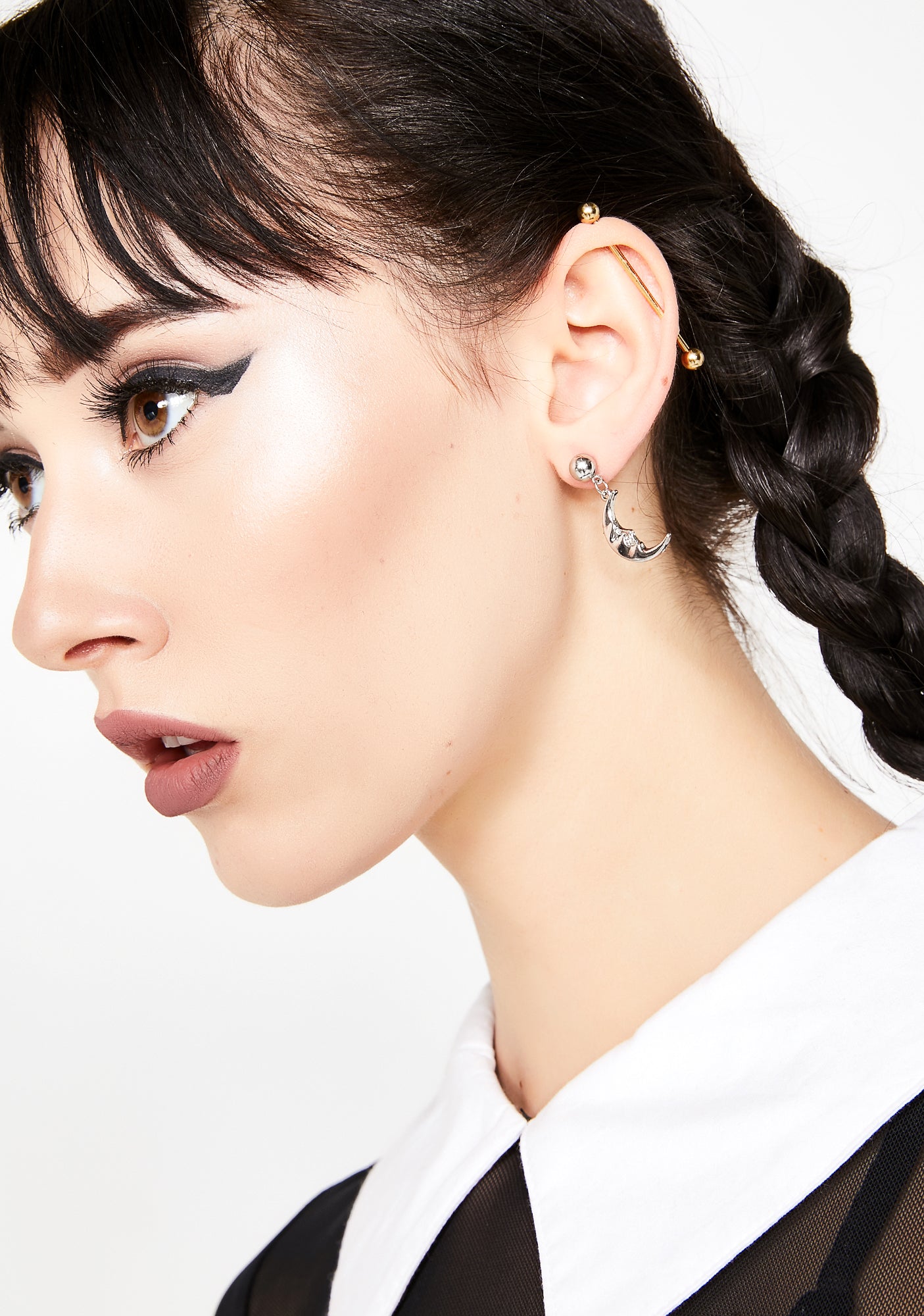 Silver Moon Charm Drop Earrings – Dolls Kill