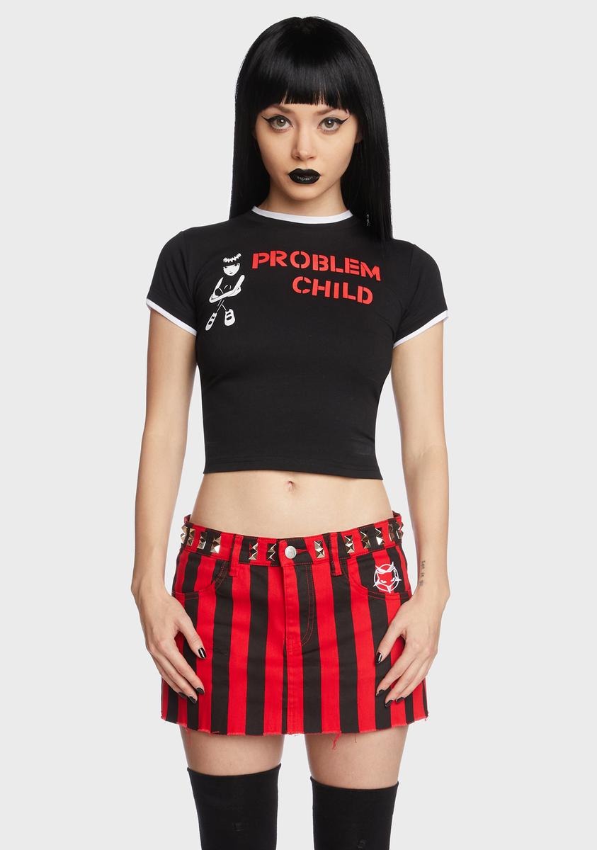 Dolls Kill x Emily The Strange Graphic Ringer Tee - Black