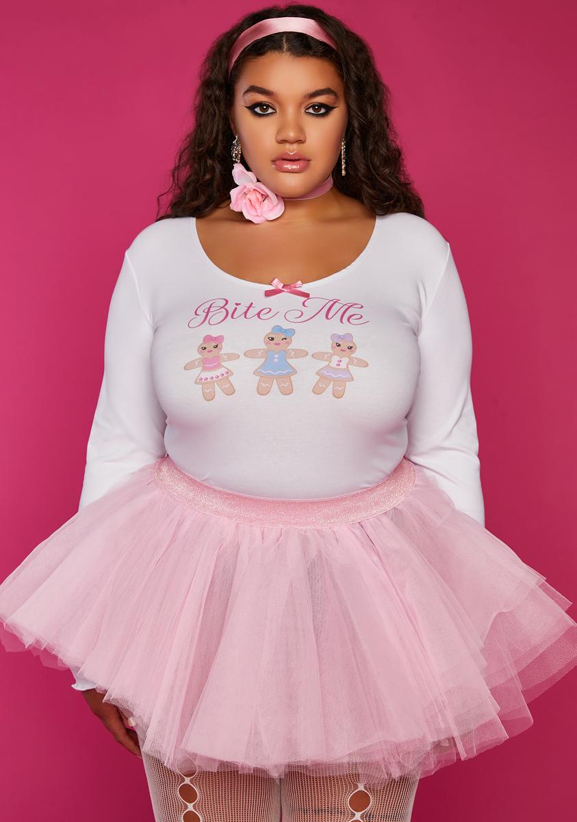 Sugar Thrillz Plus Size Bite Me Gingerbread Tee White Dolls Kill