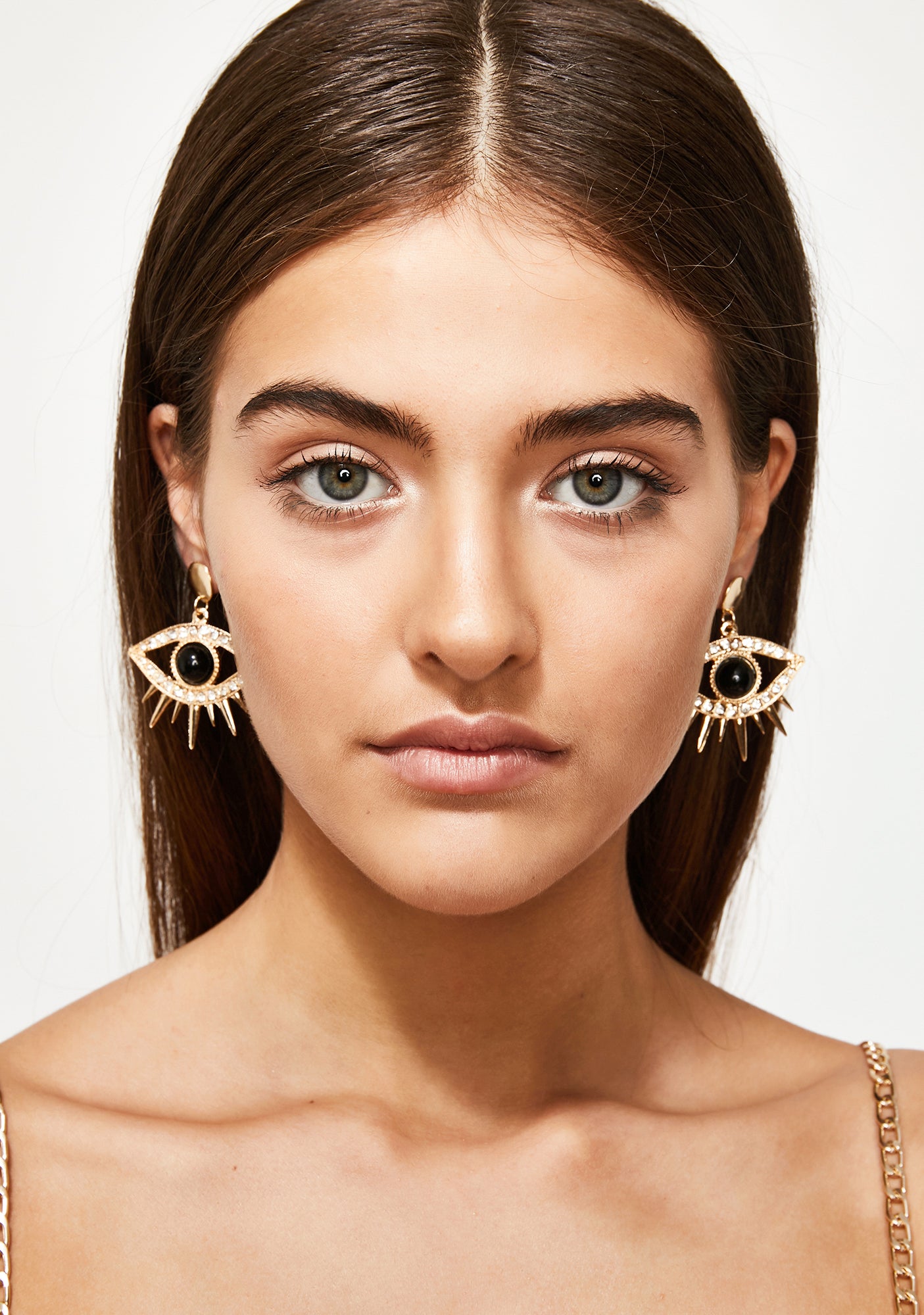 Black Rhinestone Eye Earrings – Dolls Kill