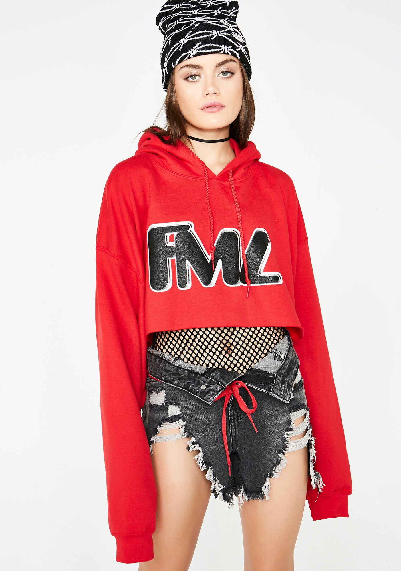 FML Crop Hoodie – Dolls Kill