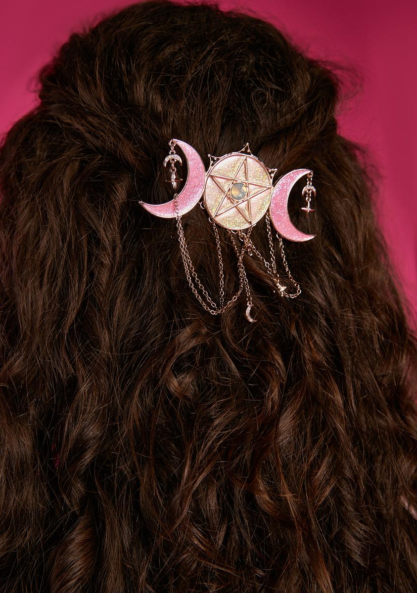 Sparkly Moon Pentagram Headpiece - Pink – Dolls Kill