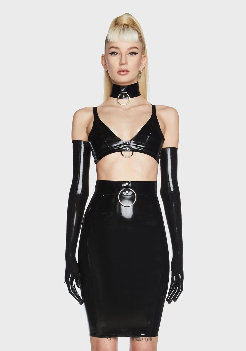 Playful Promises Latex O Ring Bra - Black – Dolls Kill