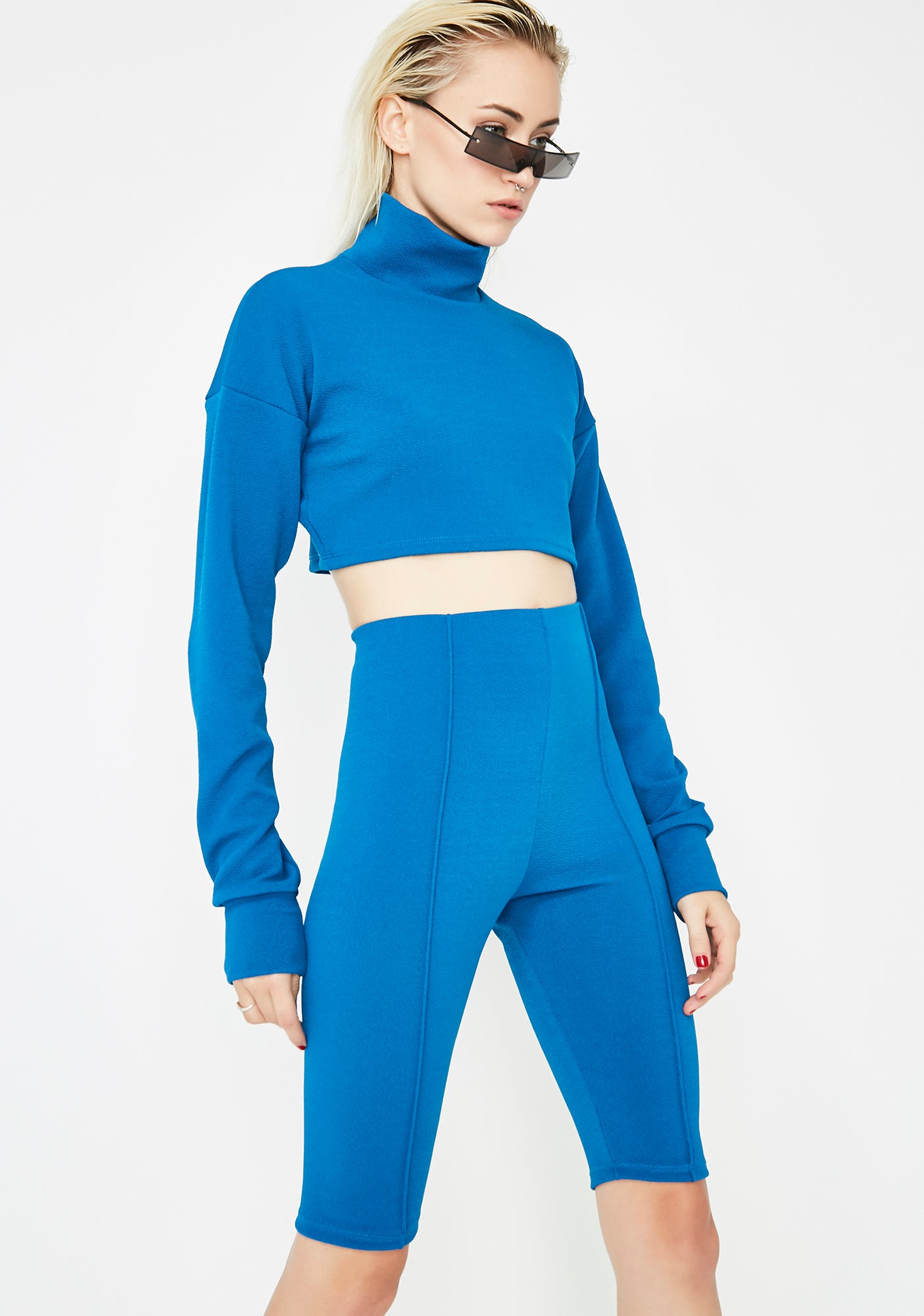 Mock Neck Biker Shorts Set – Dolls Kill