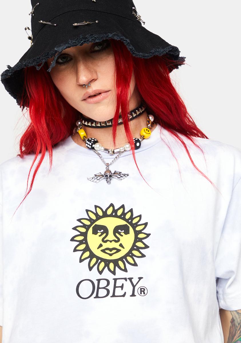 Obey Sunshine Logo Tie Dye Graphic Tee - Opal – Dolls Kill