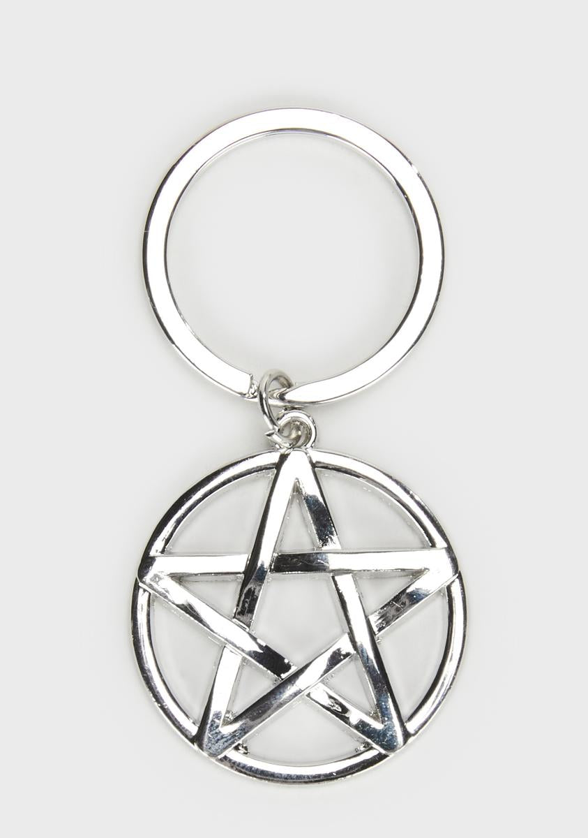 Pentagram Keyring - Silver – Dolls Kill