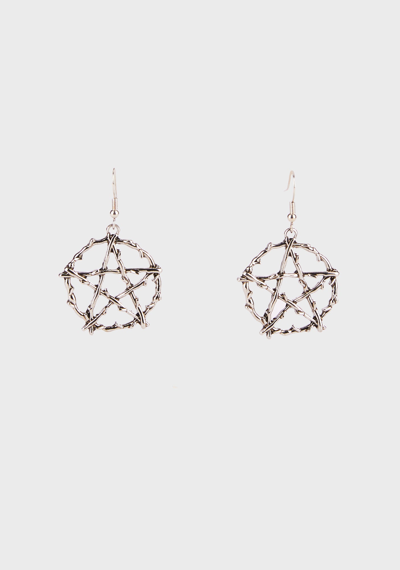 Thorny Pentagram Hoop Earrings - Silver – Dolls Kill