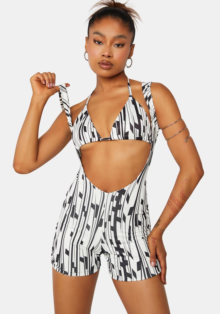 Public Desire Geo Print Bodycon Unitard - Multi – Dolls Kill