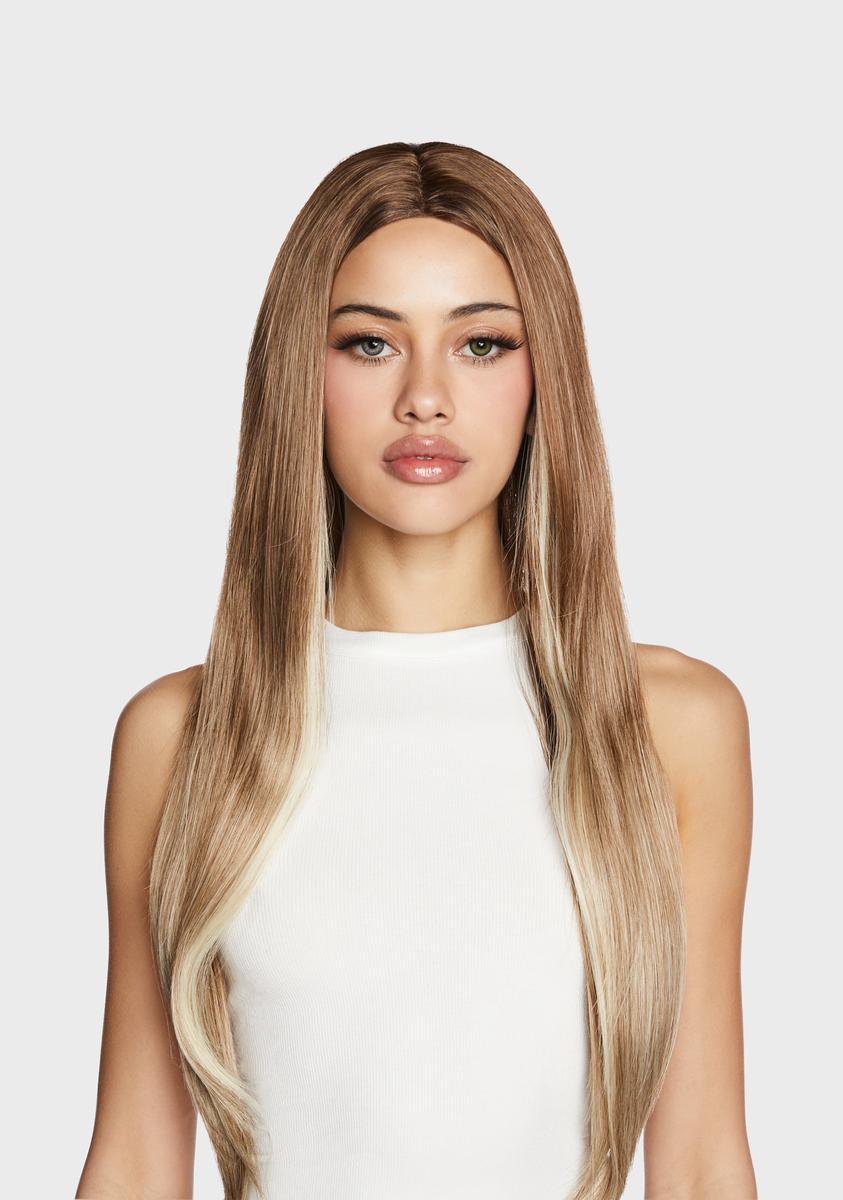 Lullabellz The Pia Poker Straight Face Framed Balayage Blonde Lace Front Wig Dolls Kill