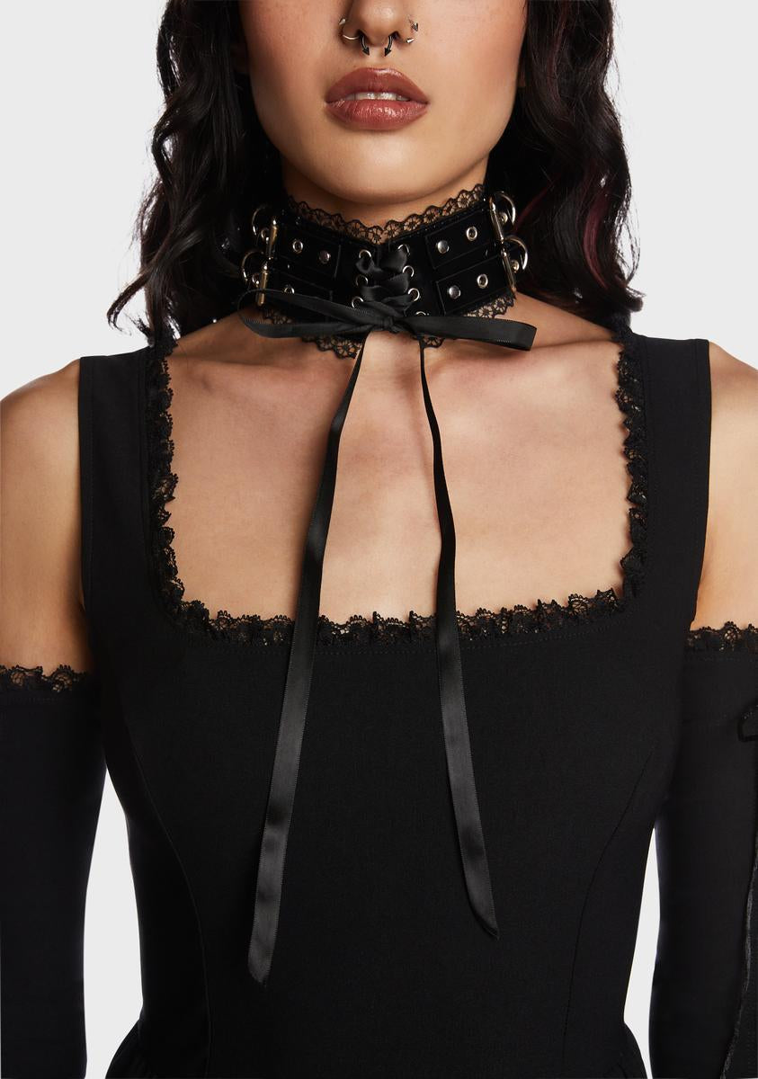 Black lace up choker store