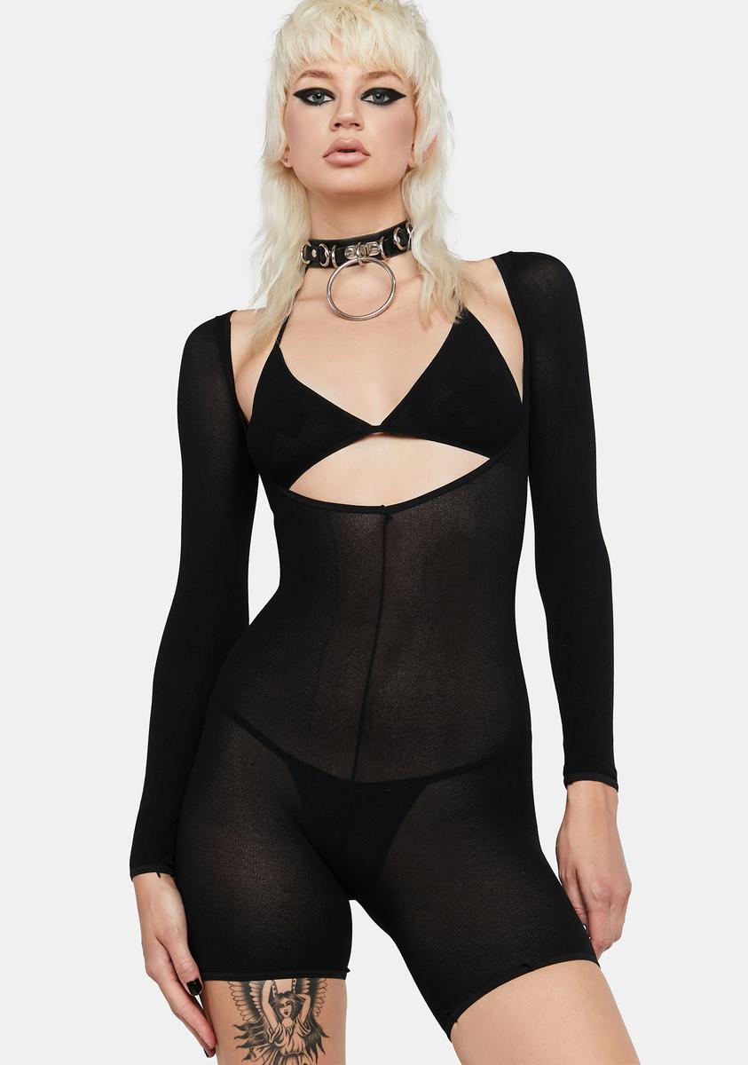 Plunging Scoop Neck Bra & Playsuit Set - Black – Dolls Kill