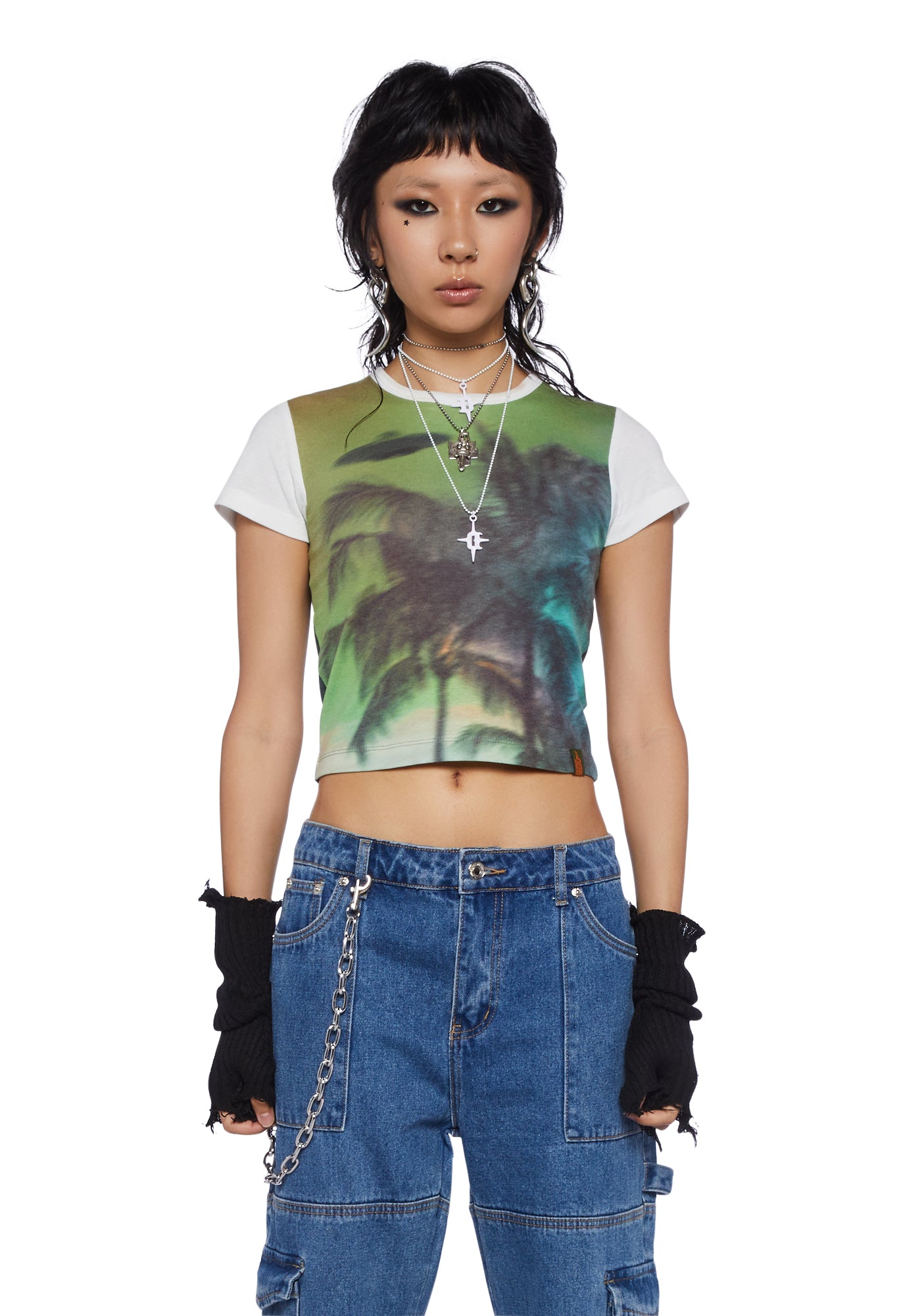 Basic Pleasure Mode Palm Tree Graphic Tee - Multi – Dolls Kill