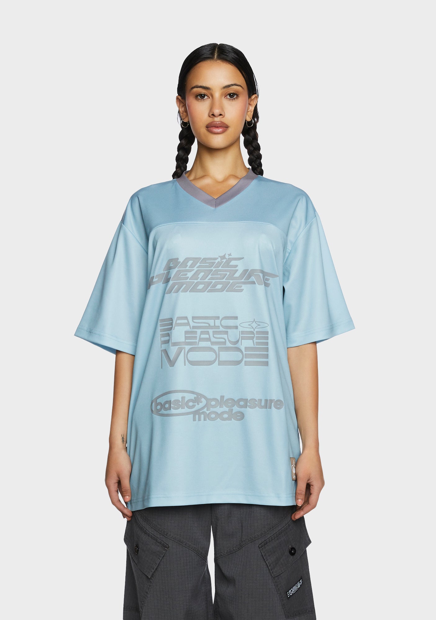 Basic Pleasure Mode Football Oversized Print Tee - Blue – Dolls Kill