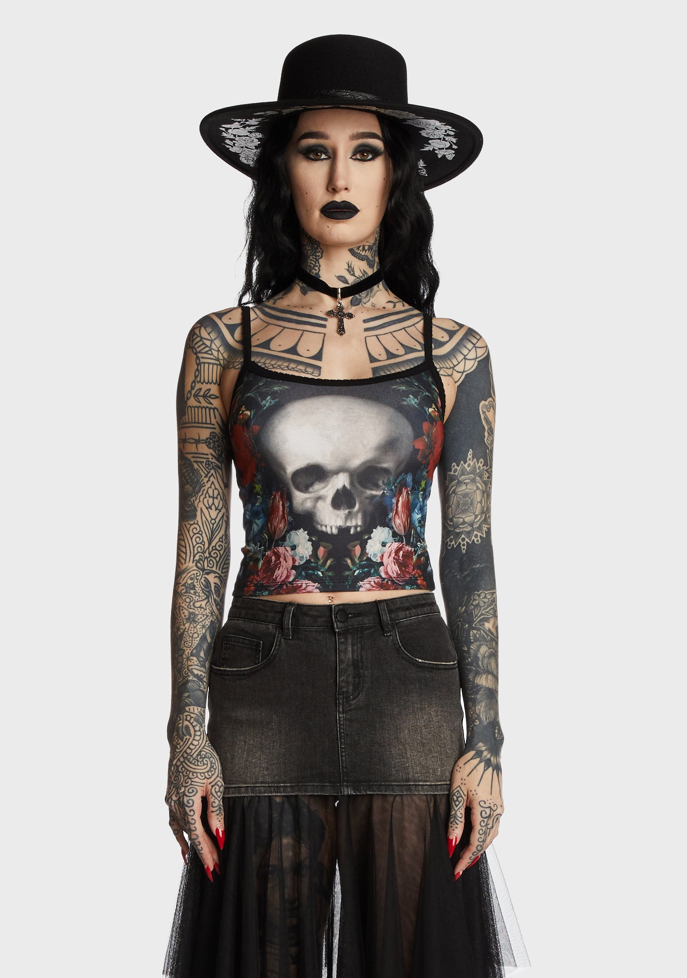 Widow Skull Rose Graphic Cami Tank - Multi – Dolls Kill