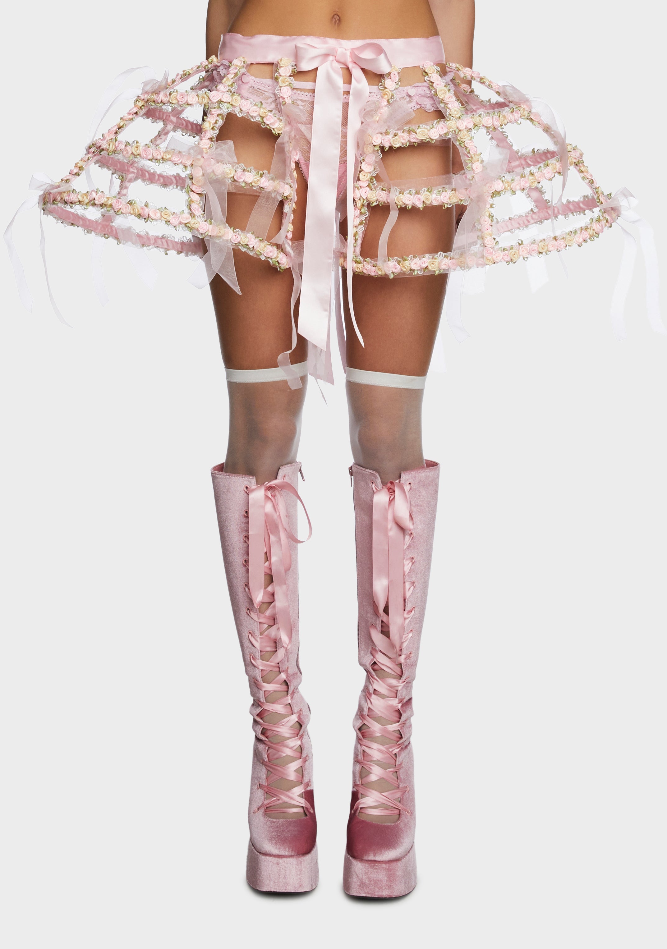 Sugar Thrillz Rosette Cage Hoop Skirt - Pink – Dolls Kill