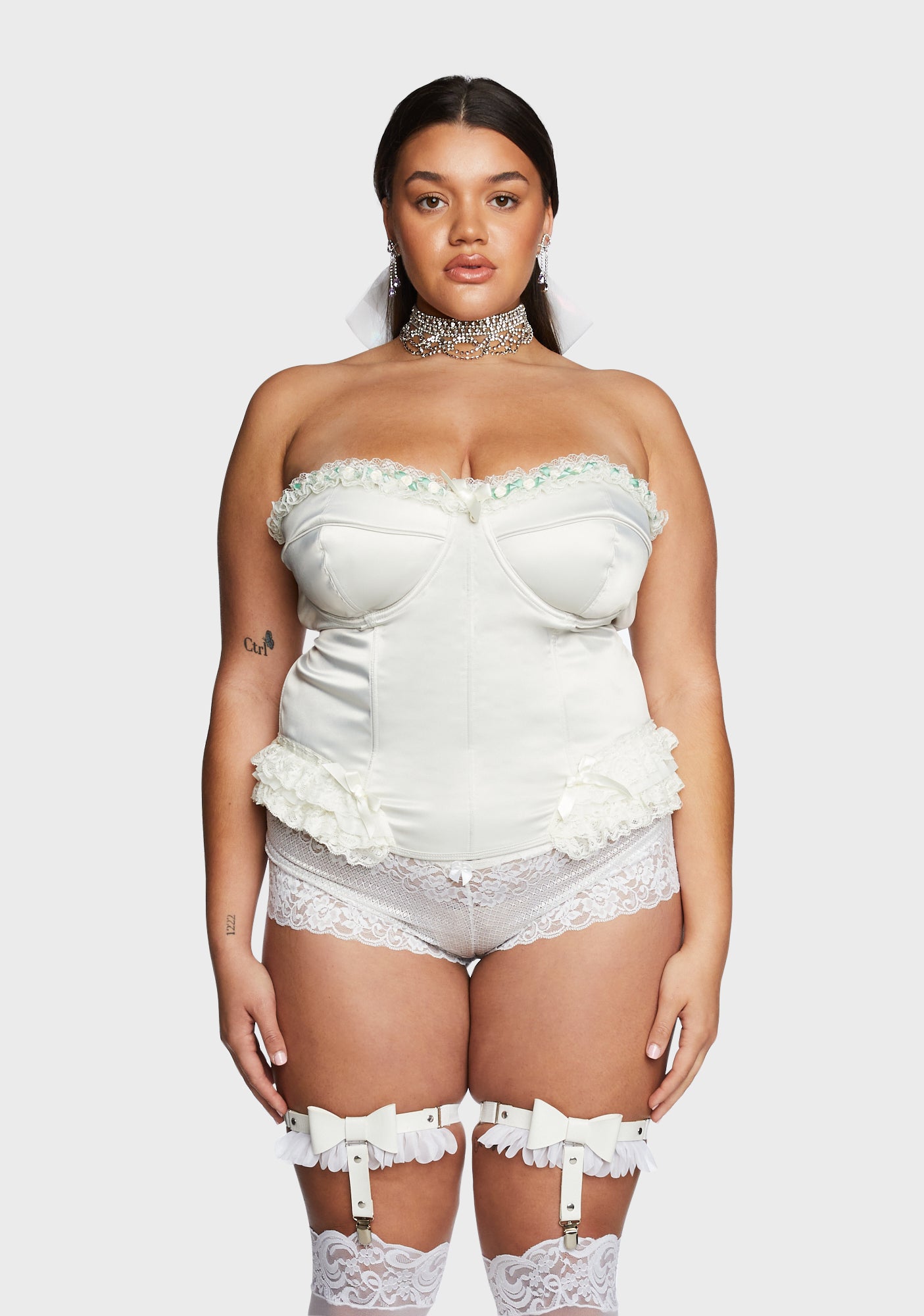 Plus Size Sugar Thrillz Satin Corset Top Off White Dolls Kill