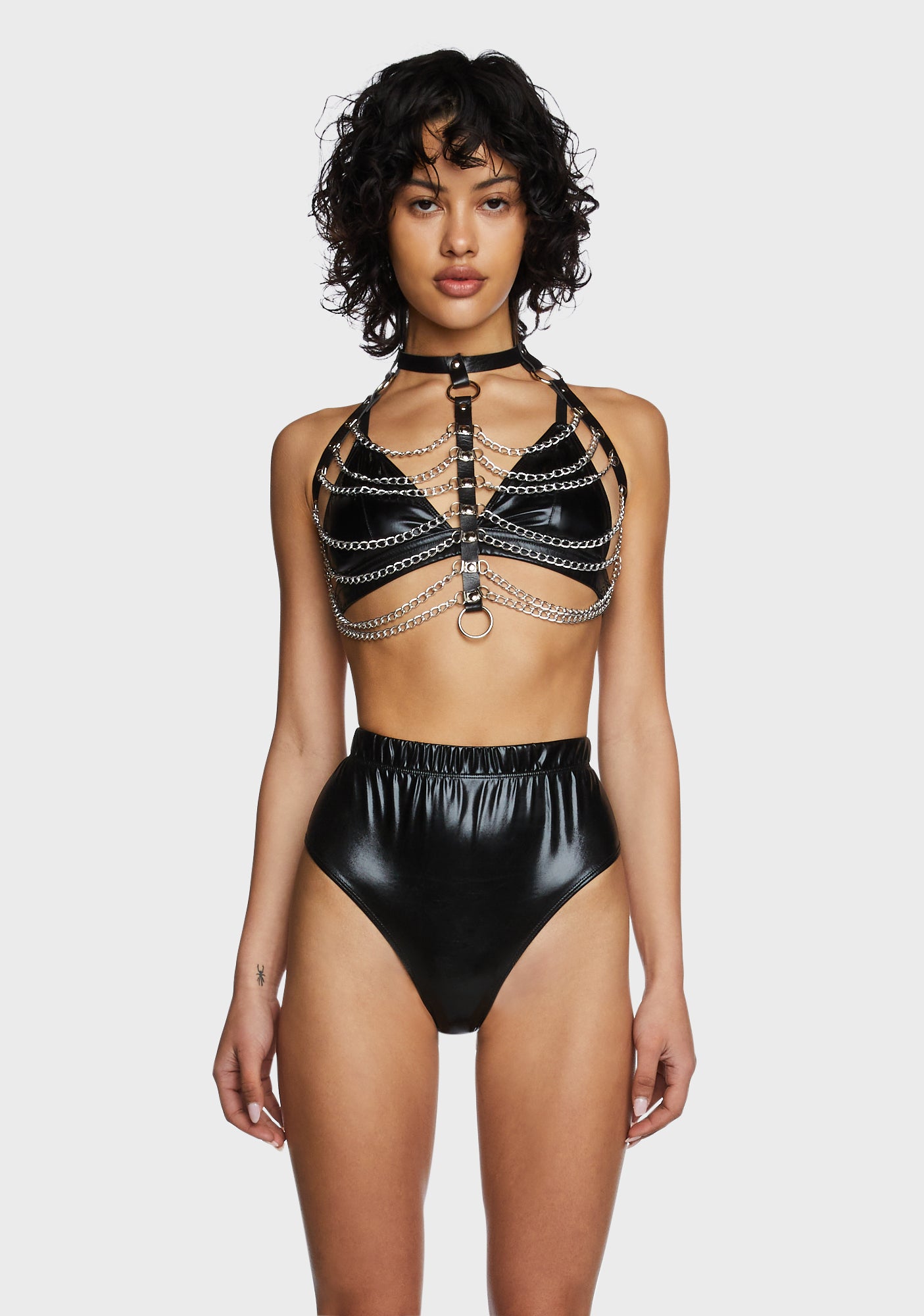 Vegan Leather Chain Body Harness - Silver – Dolls Kill