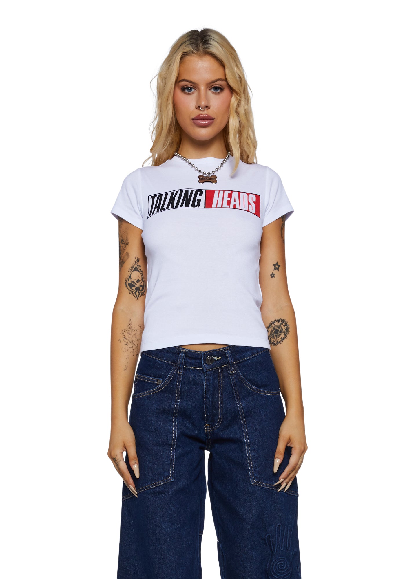 Basic Pleasure Mode Talking Heads Psycho Killer Baby Tee - White – Dolls Kill