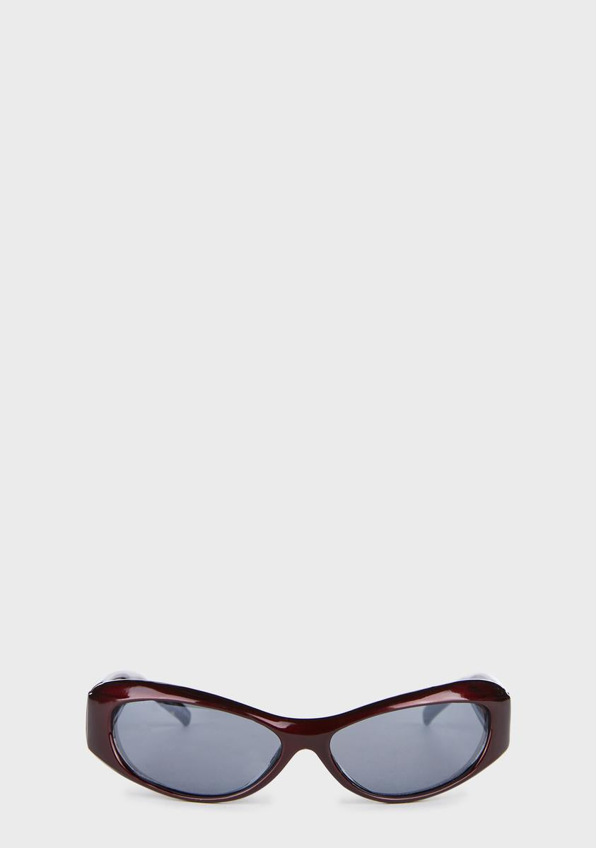 Good Times Eyewear Shield Tinted Sunglasses - Maroon/Red – Dolls Kill