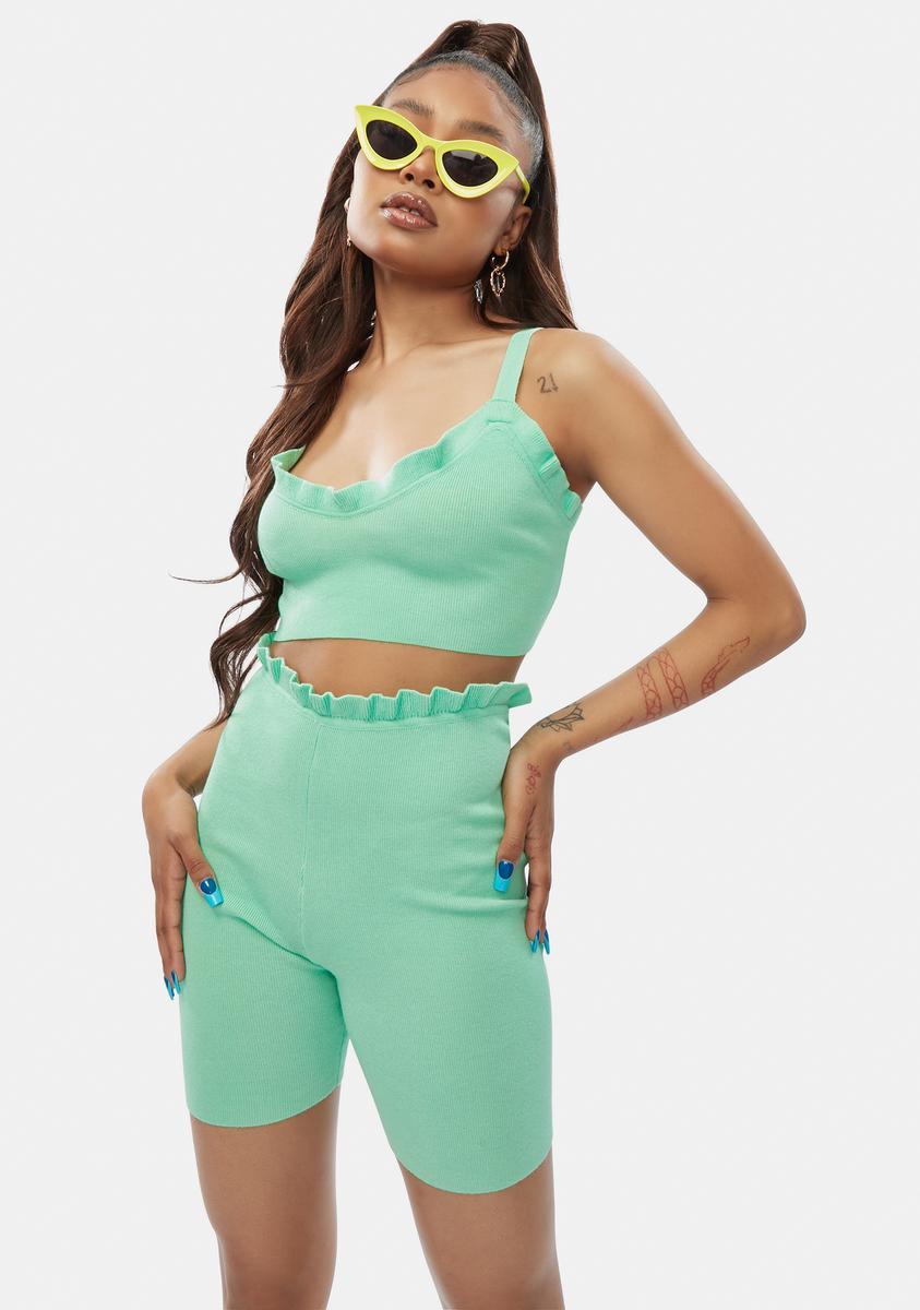 Mint Make You Miss Me Biker Shorts Set – Dolls Kill