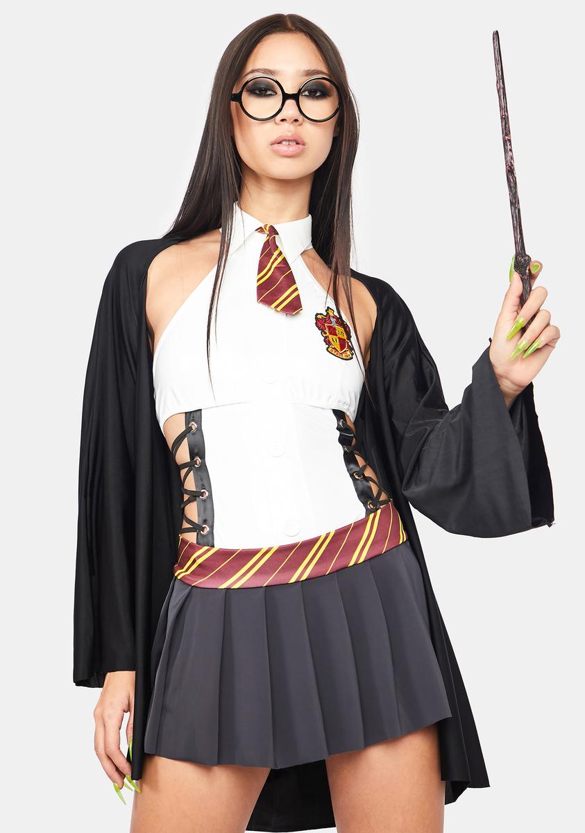 Sexy Spell Caster Wizard Costume White Black Stripe Dolls Kill
