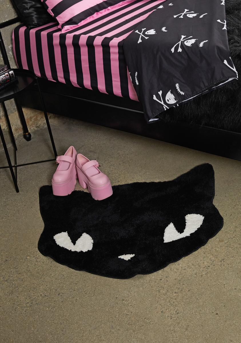Dolls Kill x Emily The Strange Mystery The Cat Tufted Rug - Black