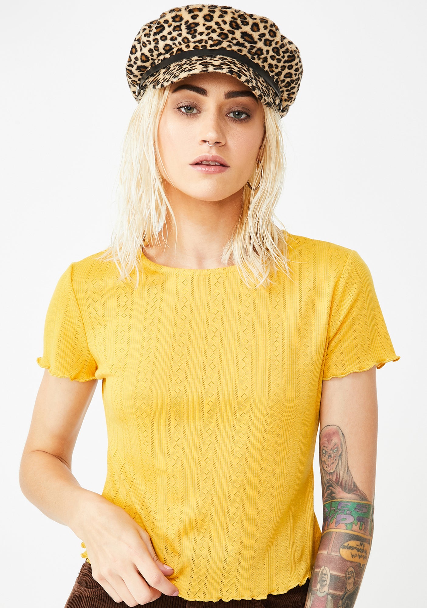 Yellow Lettuce Edge Crop Tee – Dolls Kill