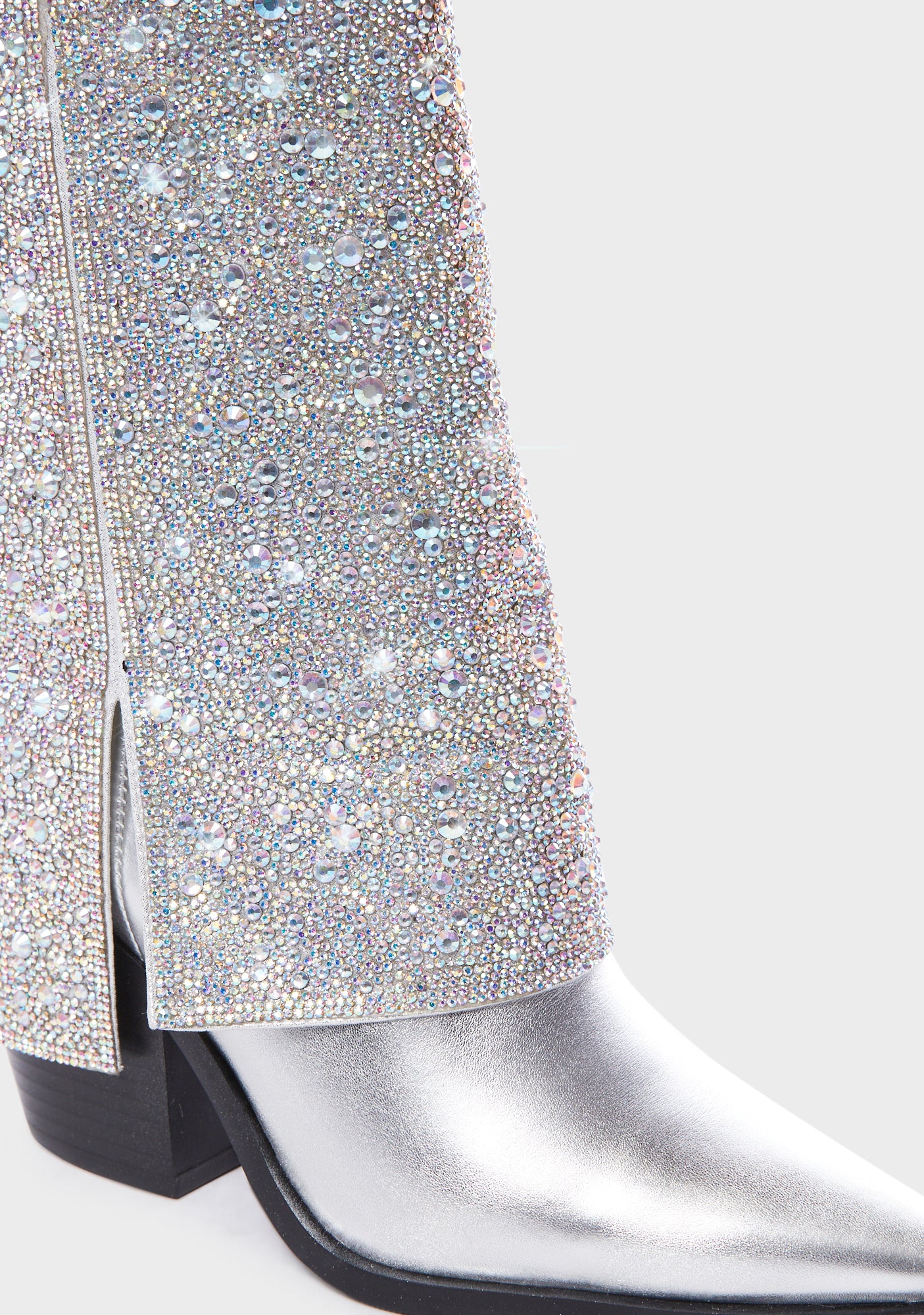AZALEA WANG Rhinestone Western Booties - Silver – Dolls Kill
