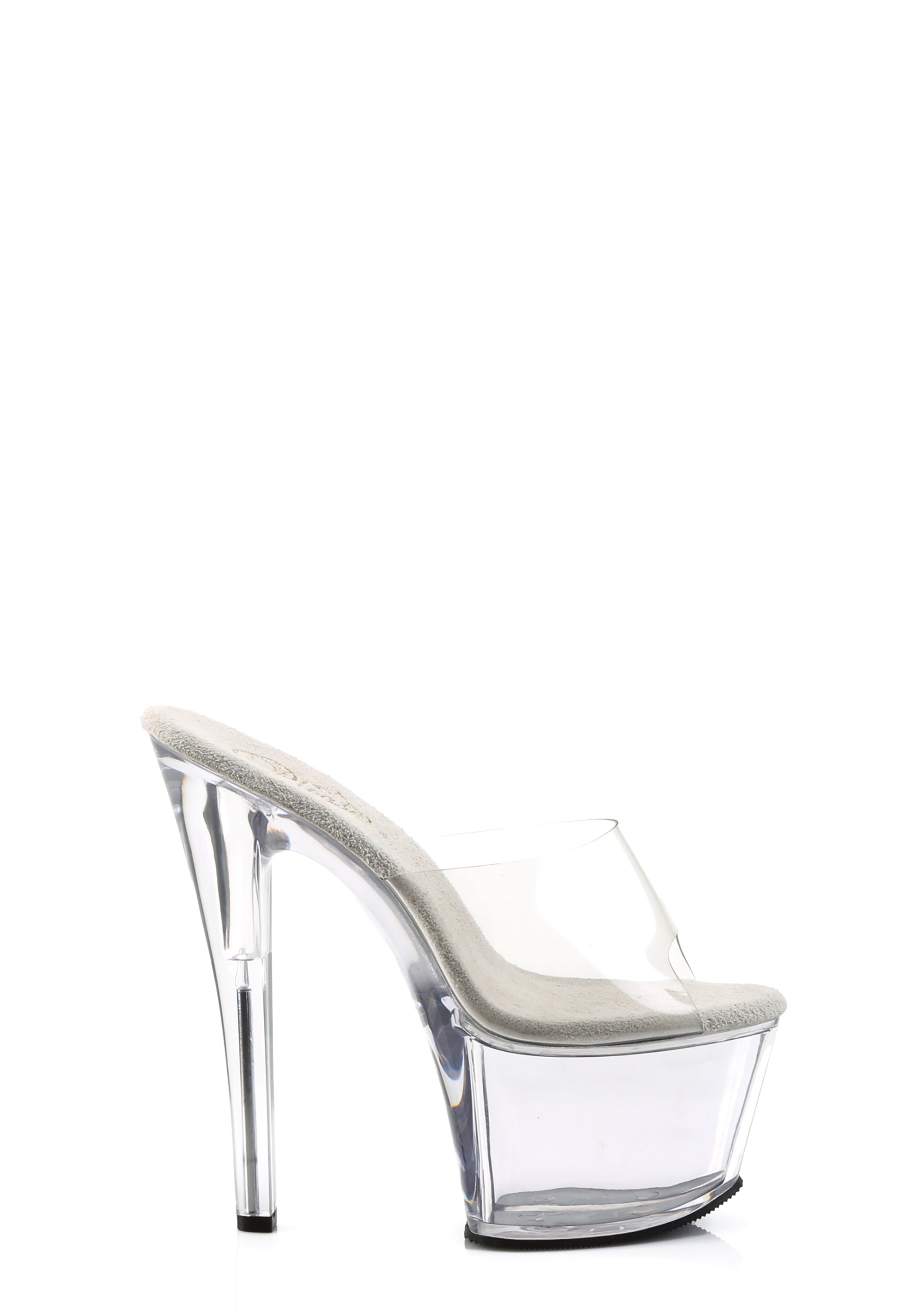 Pleaser Sky-301 Clear Platform Slides - Silver – Dolls Kill
